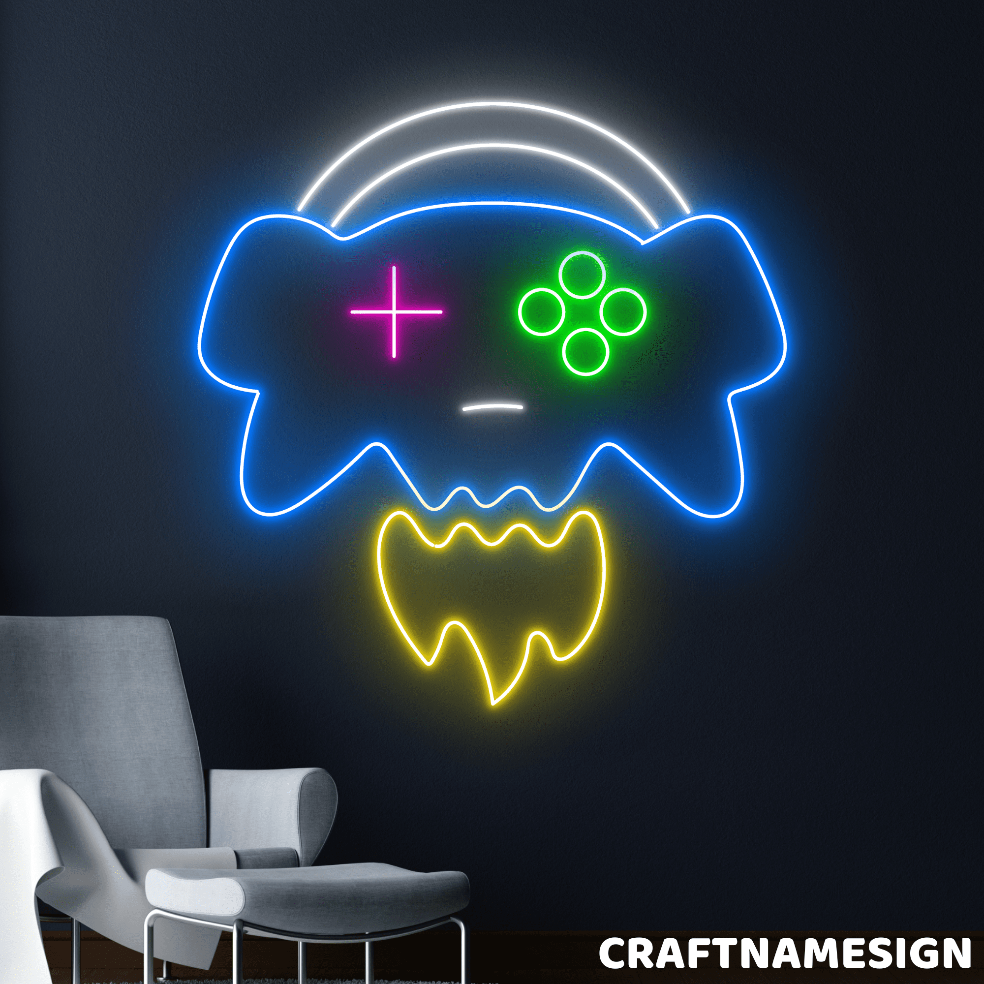 Craftnamesign Skull Gamer Neon Sign, Gaming Room Wall Decor, Kids Zone ...