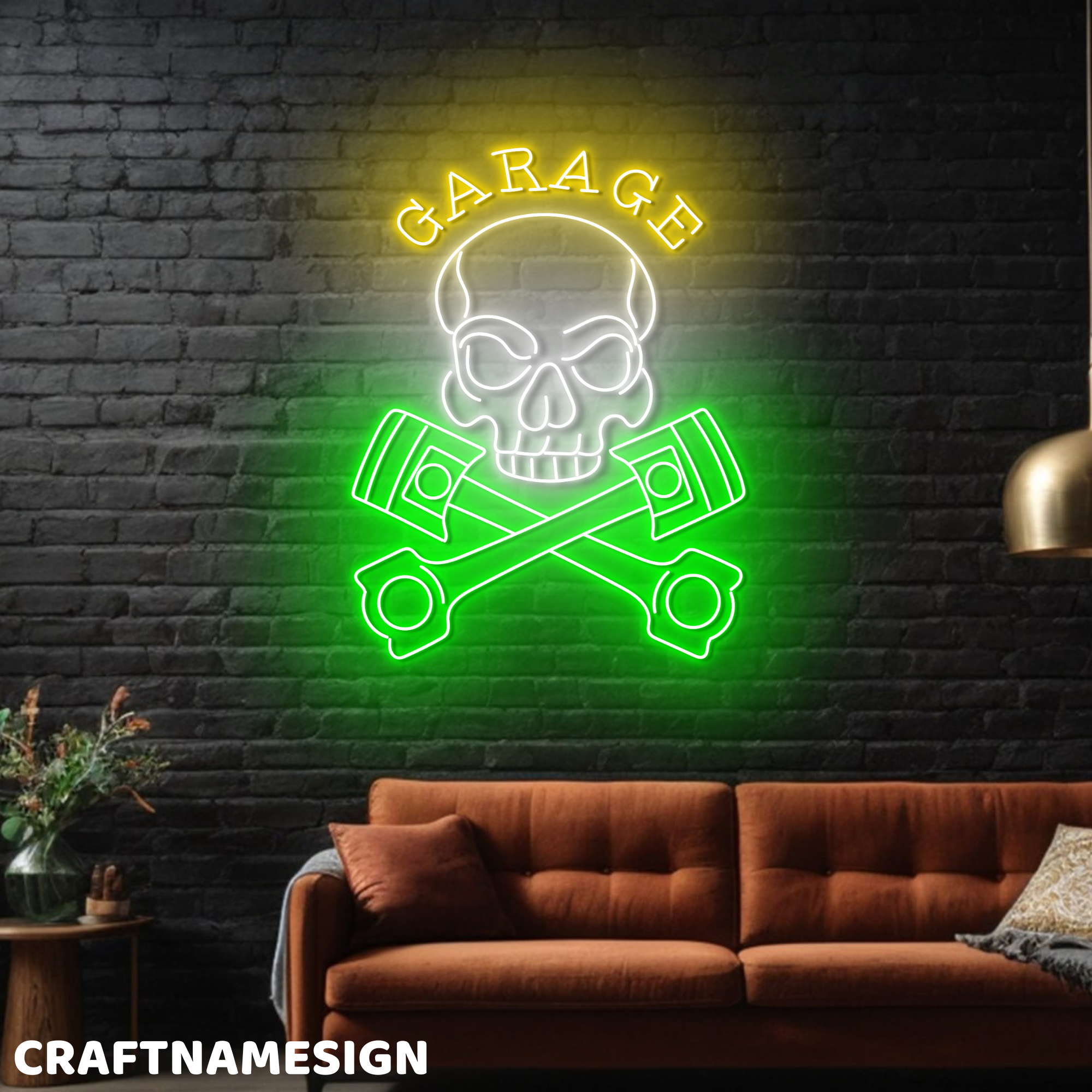 Craftnamesign Skull Garage Neon Light, Welcome Sign For Garage Wall ...
