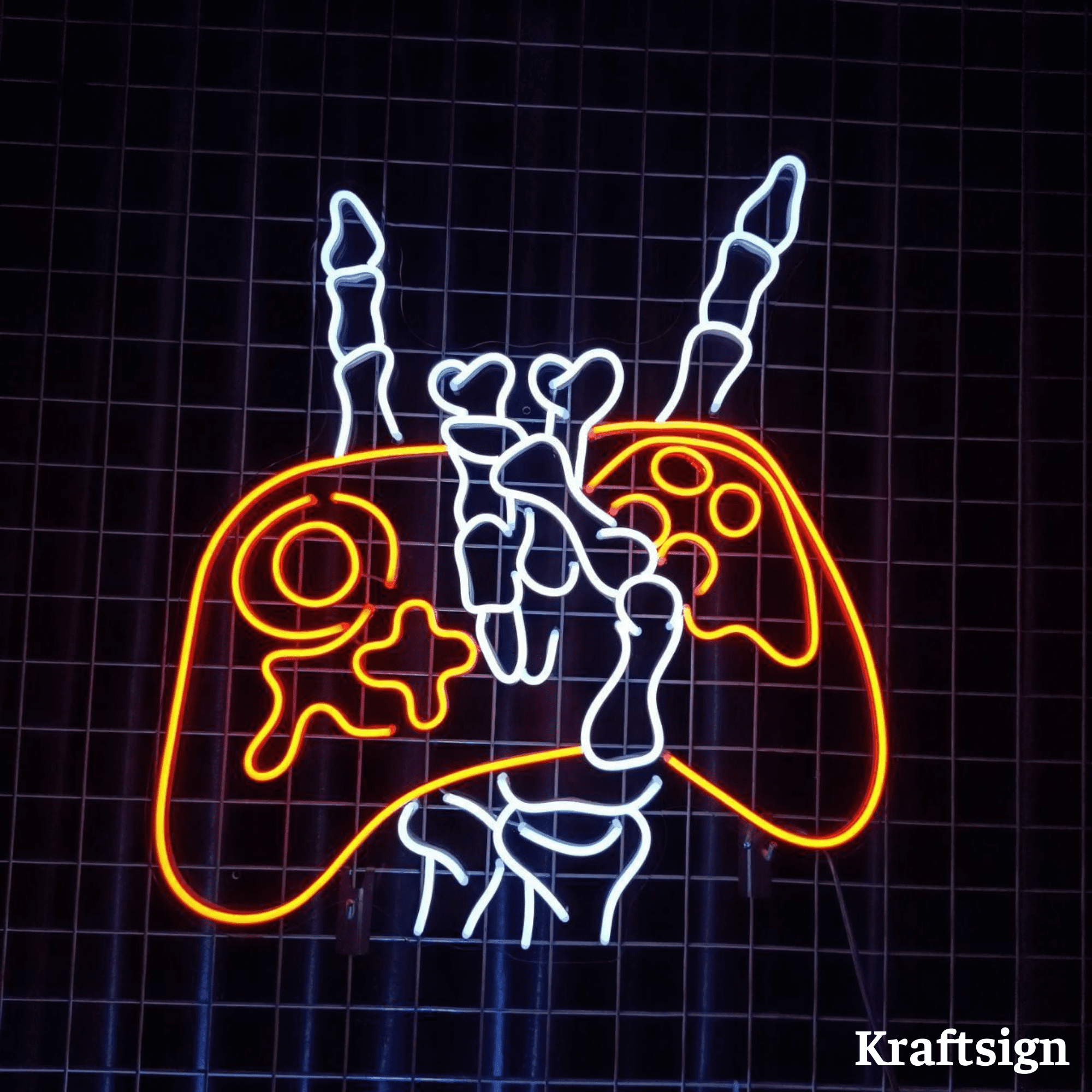 Craftnamesign Skull Hand Game Controller Neon Sign, Game Club Room ...