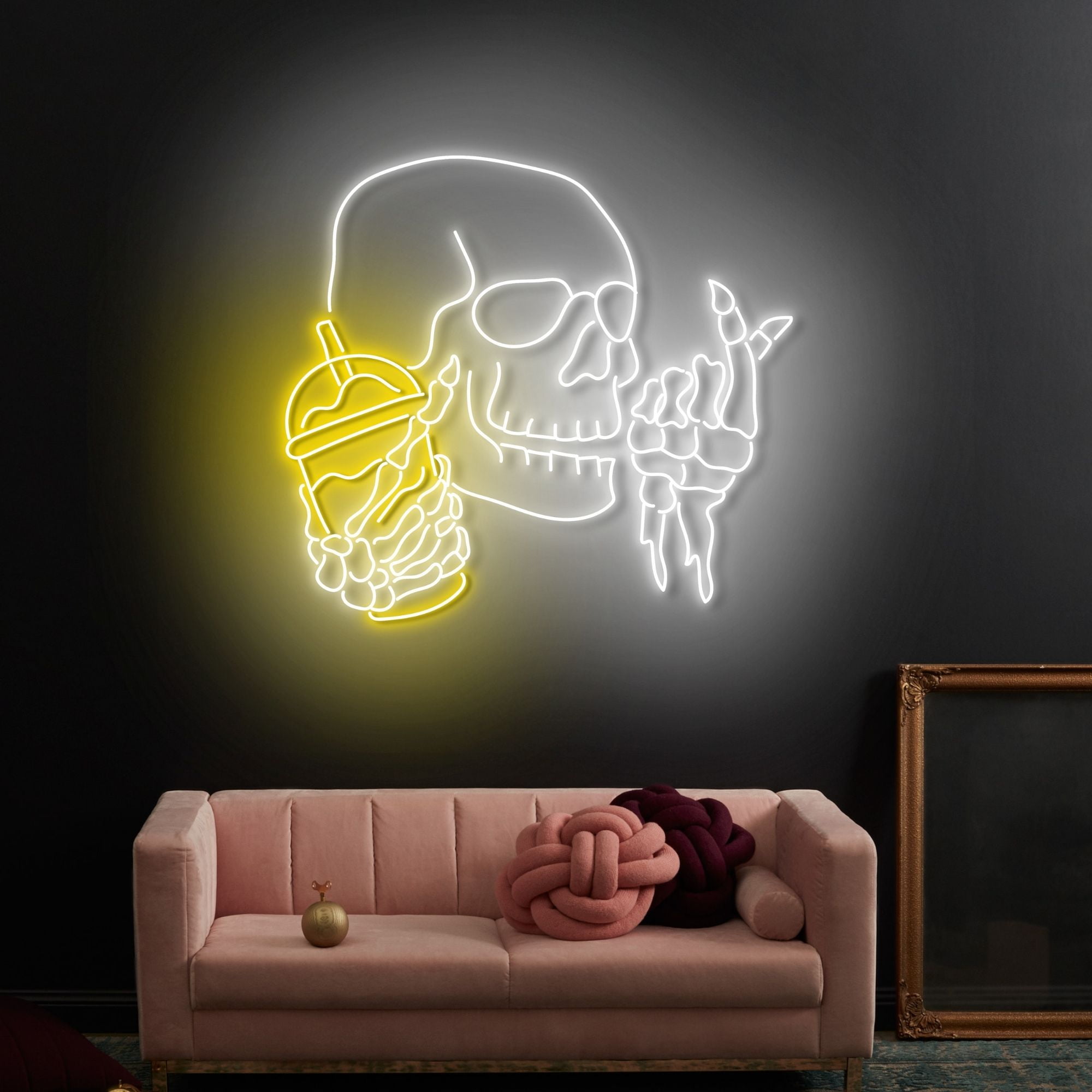 Craftnamesign Skull Love Milk Tea Neon Light, Skull Coffee Store Led ...