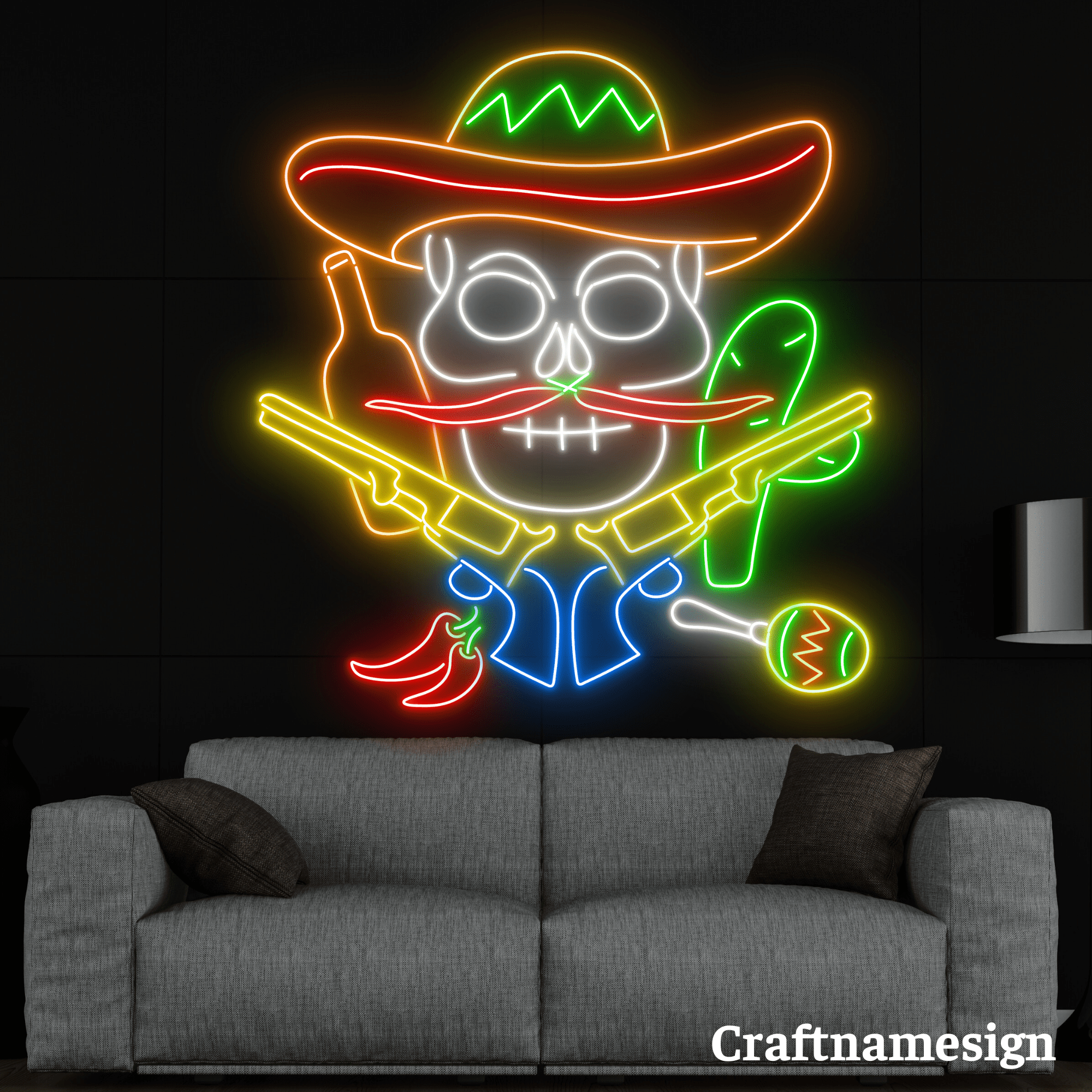 Craftnamesign Skull Mexican Neon Sign for Mexican Bar Club Cinco De ...
