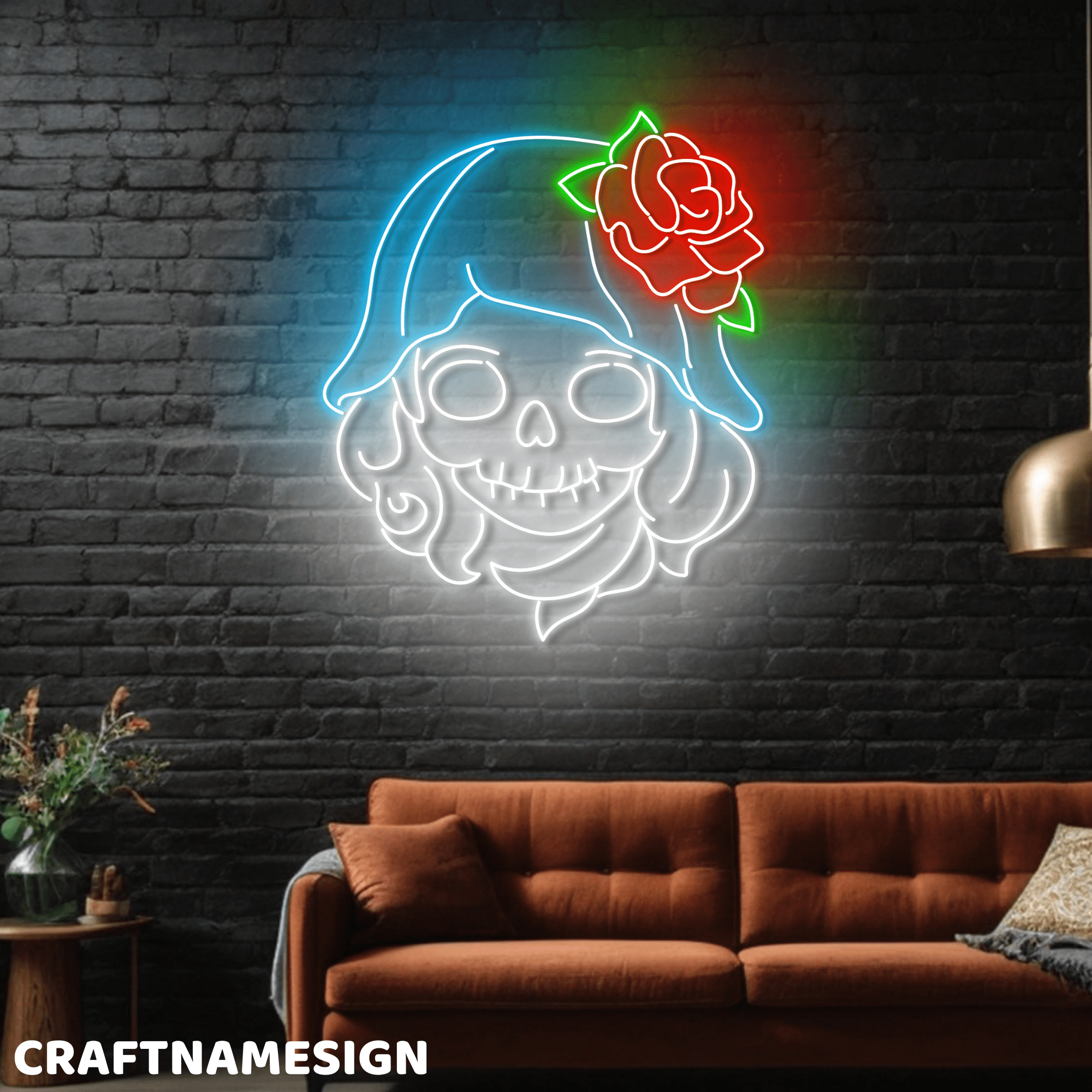 Craftnamesign Skull Neon Light For Dia De Los Muertos Wall Art, Day of ...