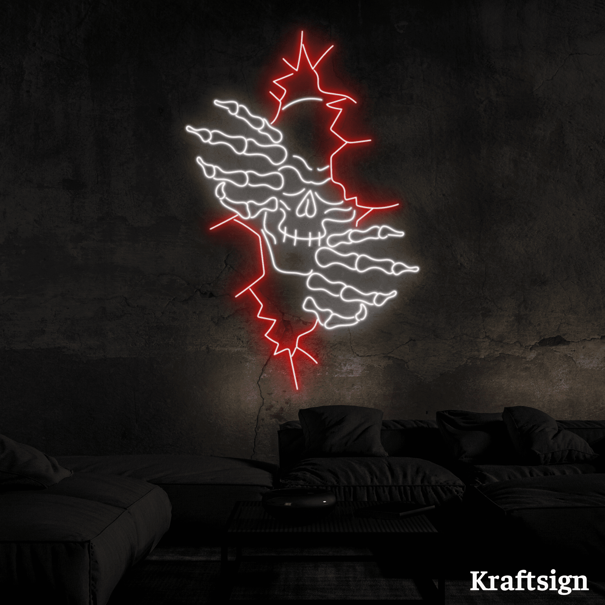 Craftnamesign Skull Neon Sign, Skeleton LED Sign, Men Cave Decor ...