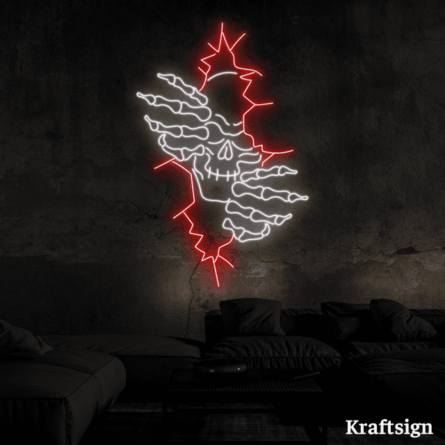Craftnamesign Skull Neon Sign, Skeleton LED Sign, Men Cave Decor ...