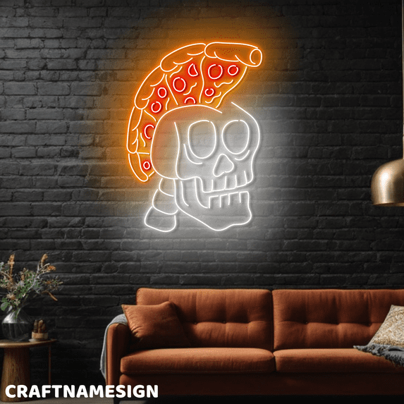 Craftnamesign Skull Pizza Neon Light For Pizza Italian Restaurant Wall ...