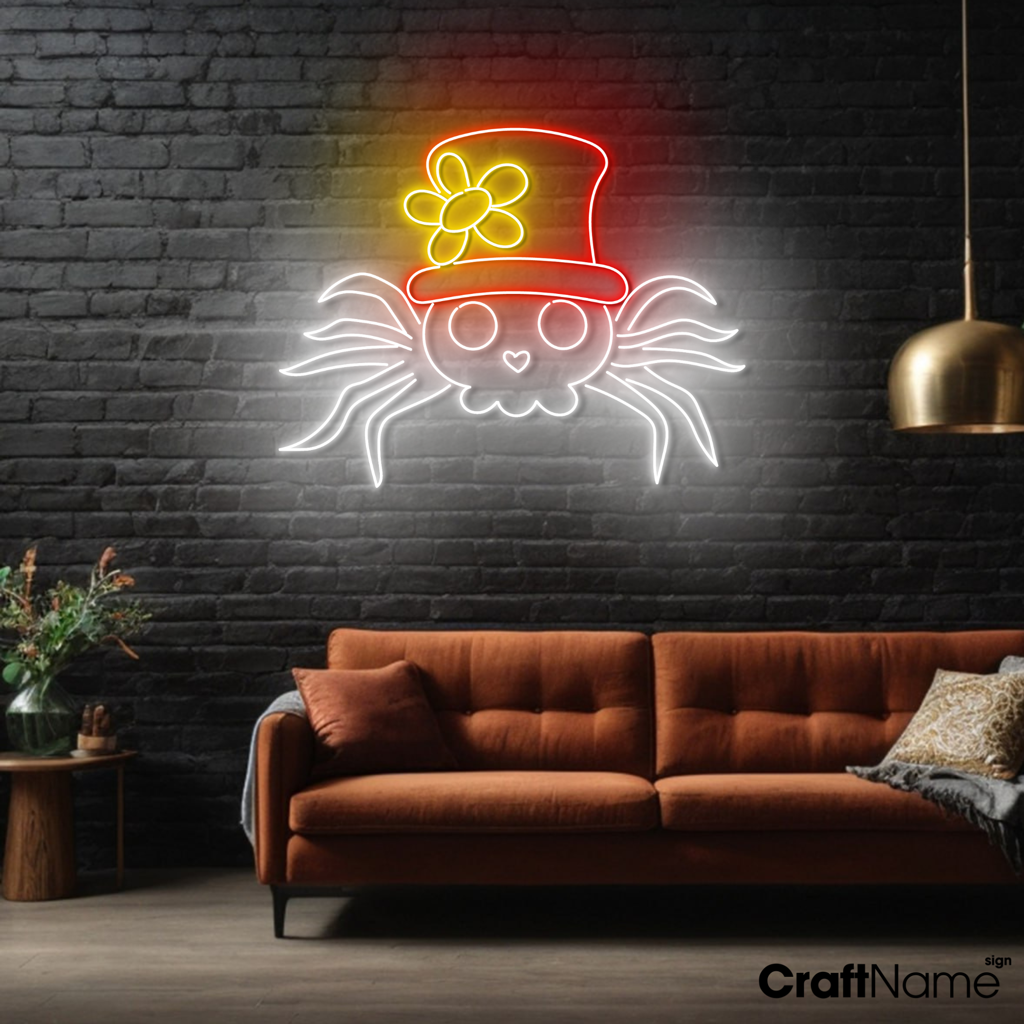 Craftnamesign Skull Spider Neon Light For Halloween Season Store Wall ...