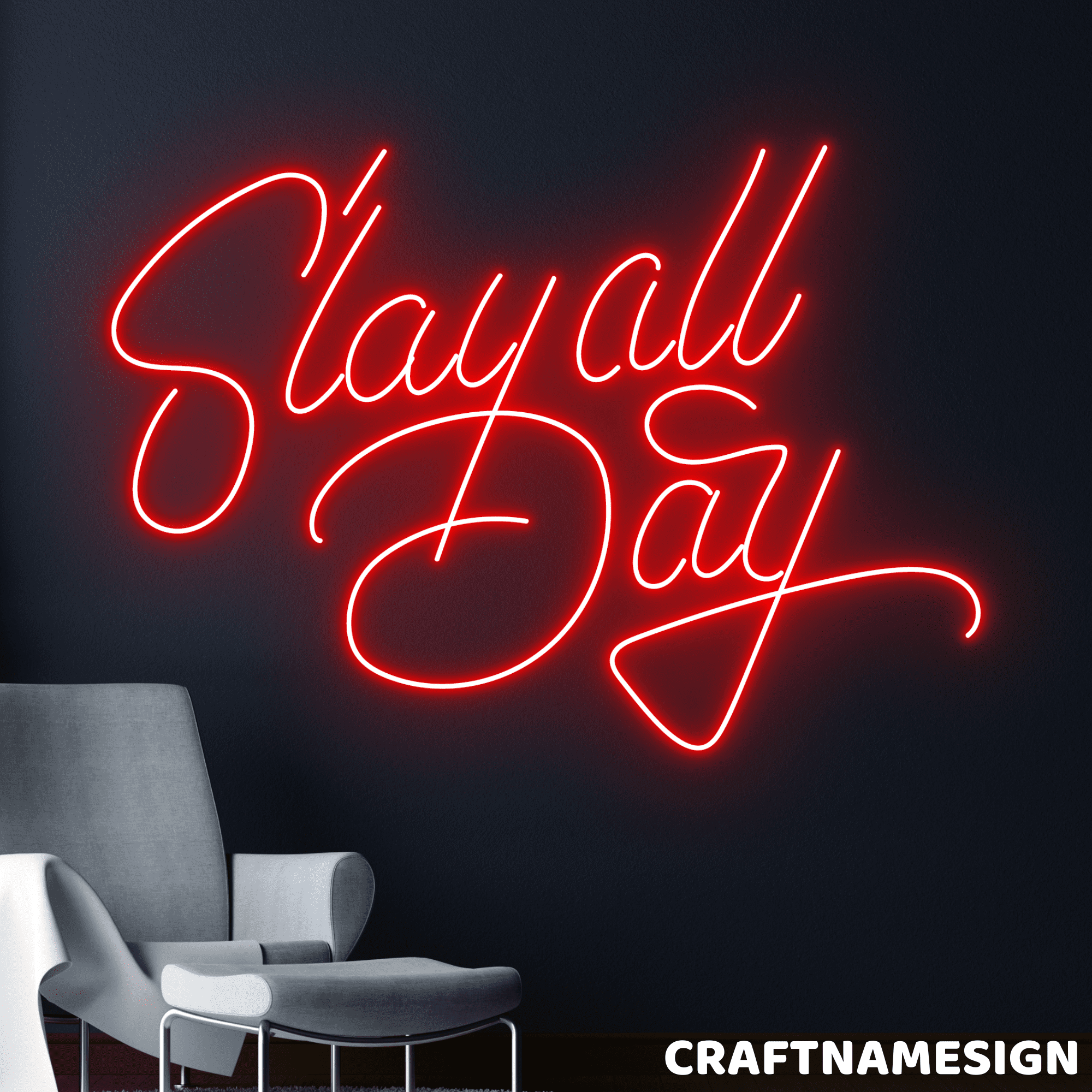 Craftnamesign Slay All Day Neon Sign, Bedroom Wall Decor, Party Event ...