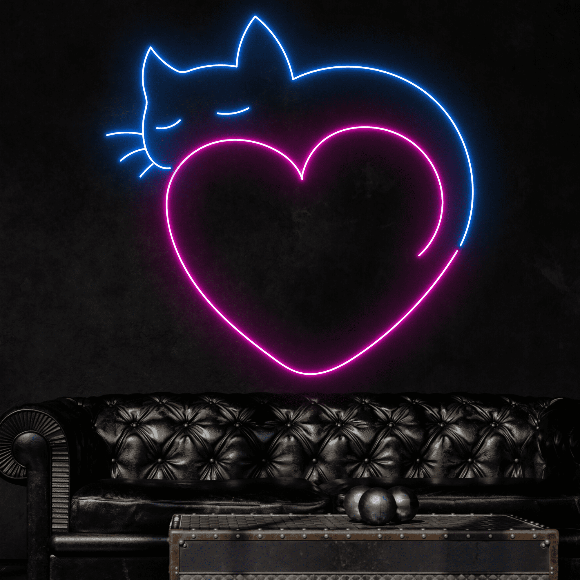 Craftnamesign Sleeping Cat Neon Sign, Bedroom Wall Decor, Cat Wall Art ...