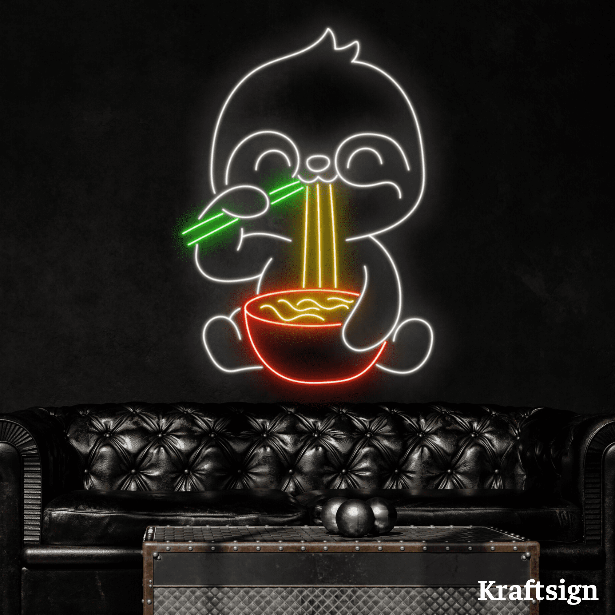 Craftnamesign Sloth Eat Ramen Neon Sign, Ramen Japanese Restaurant ...