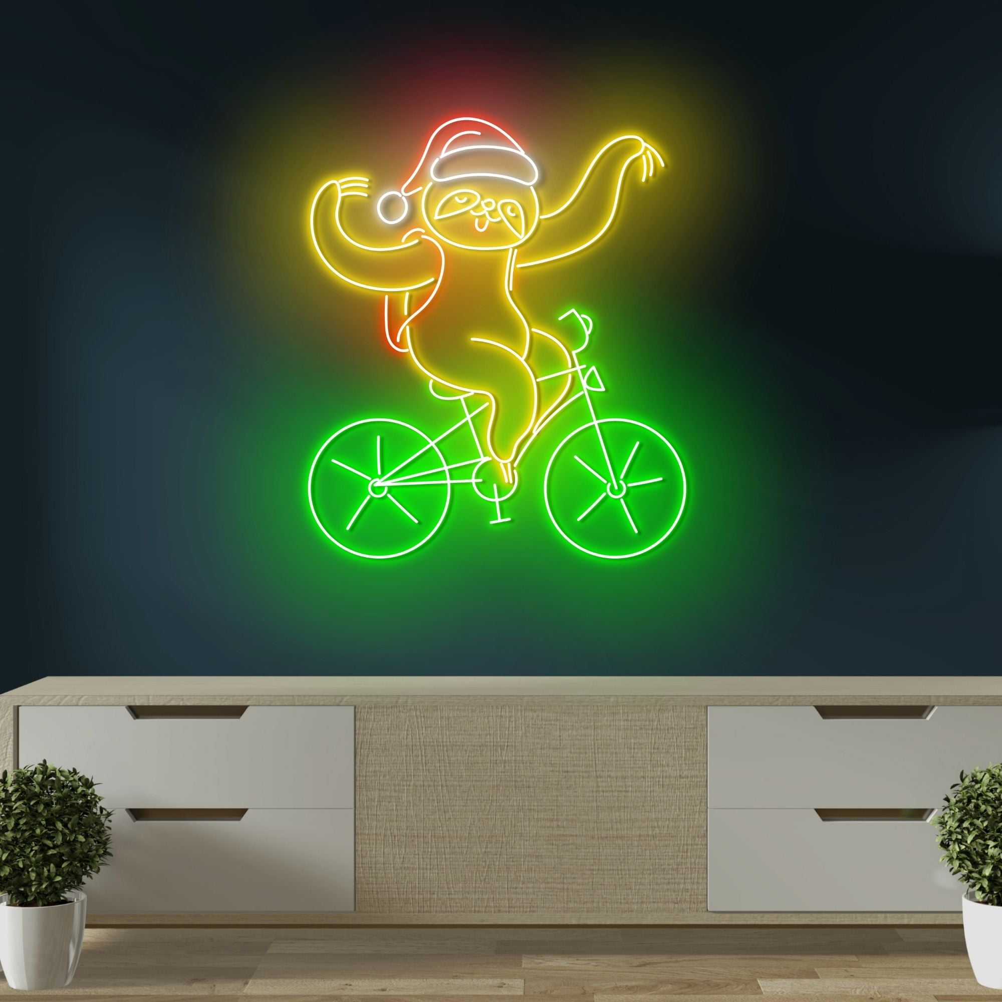 Craftnamesign Sloth Ride Bike Neon Sign, Bike Shop LED Sign, Christmas ...