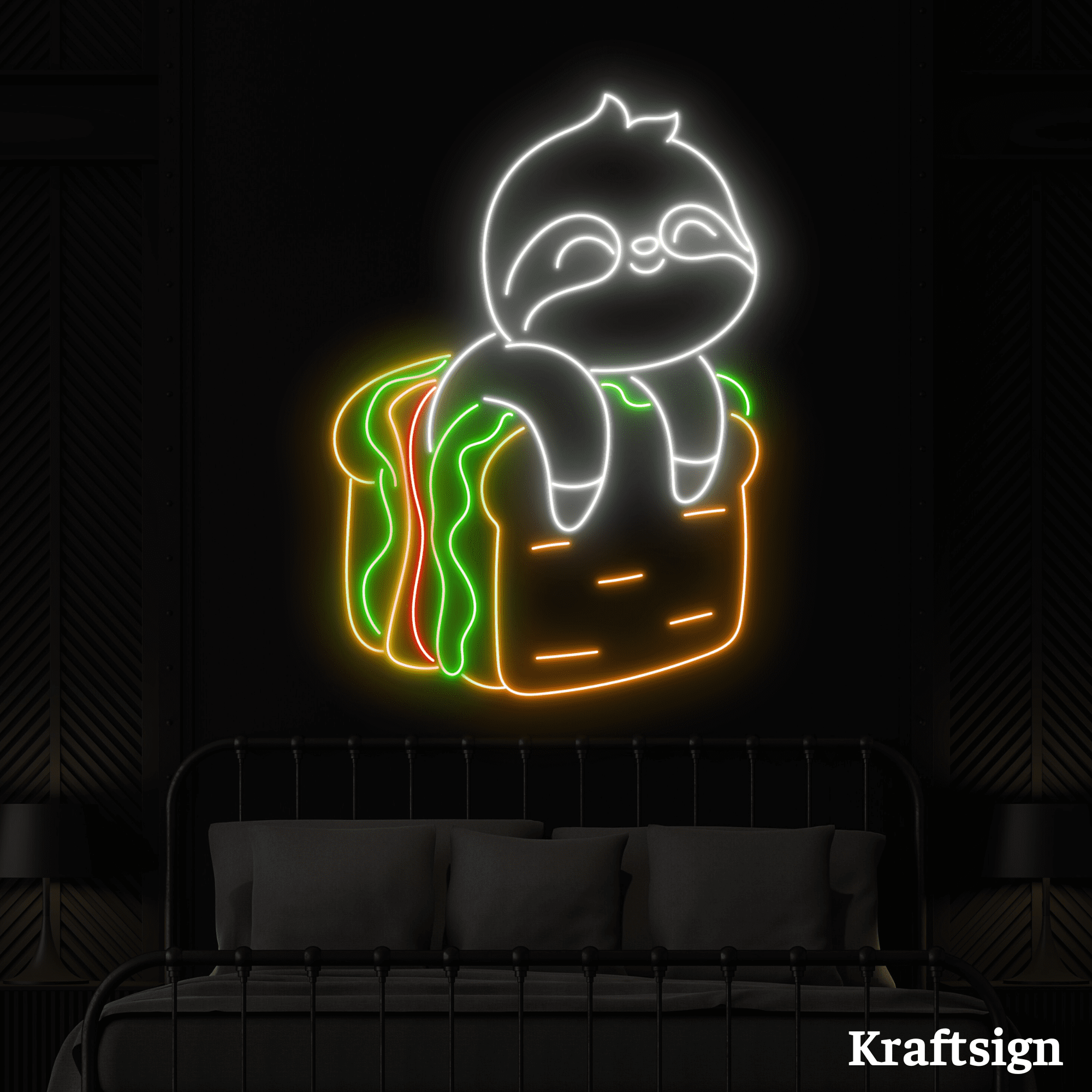 Craftnamesign Sloth Sandwich Neon Sign, Sloth LED Sign, Food Shop Decor ...