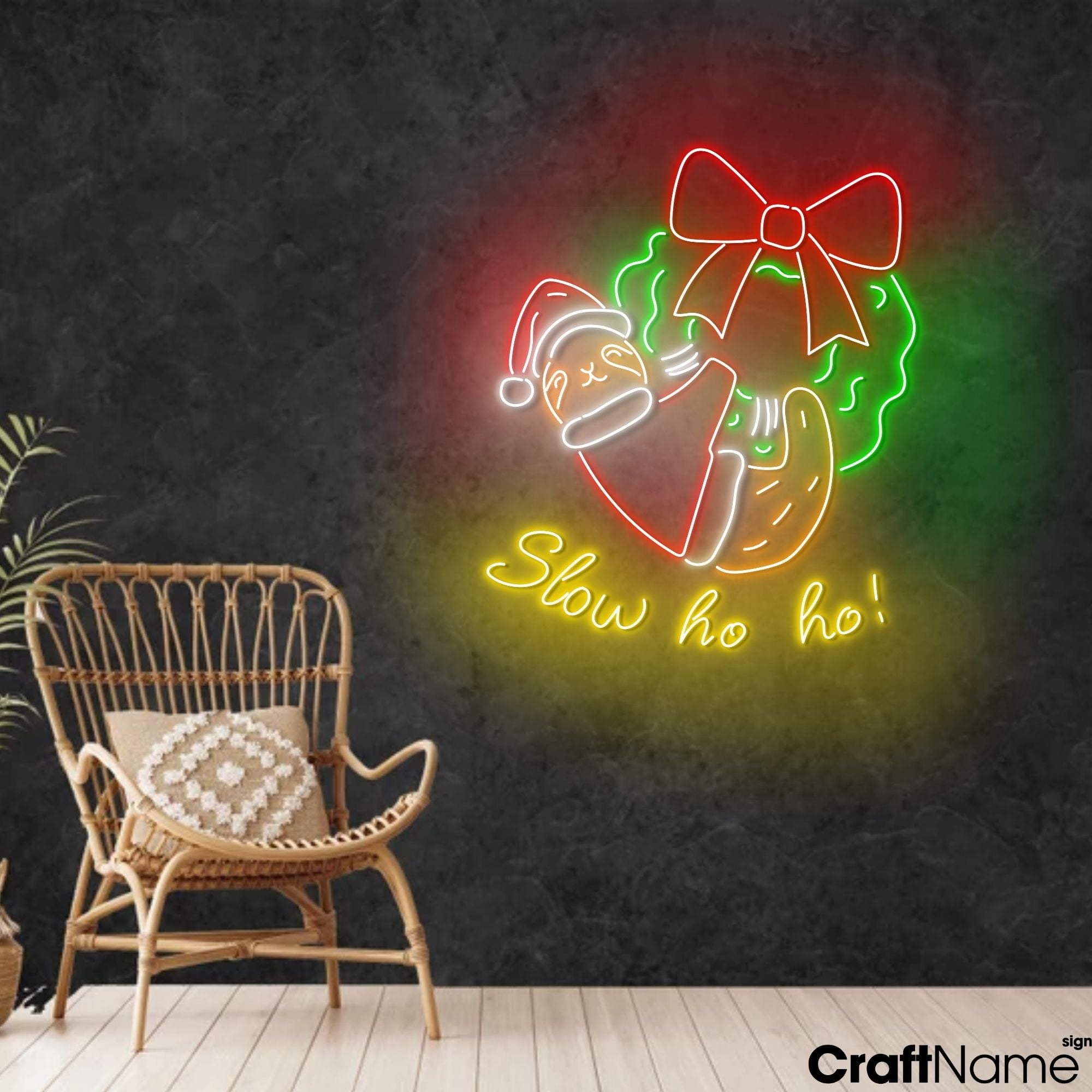 Craftnamesign Sloth Slow Hoho Neon Light, Xmas LED Sign, Christmas Sign ...
