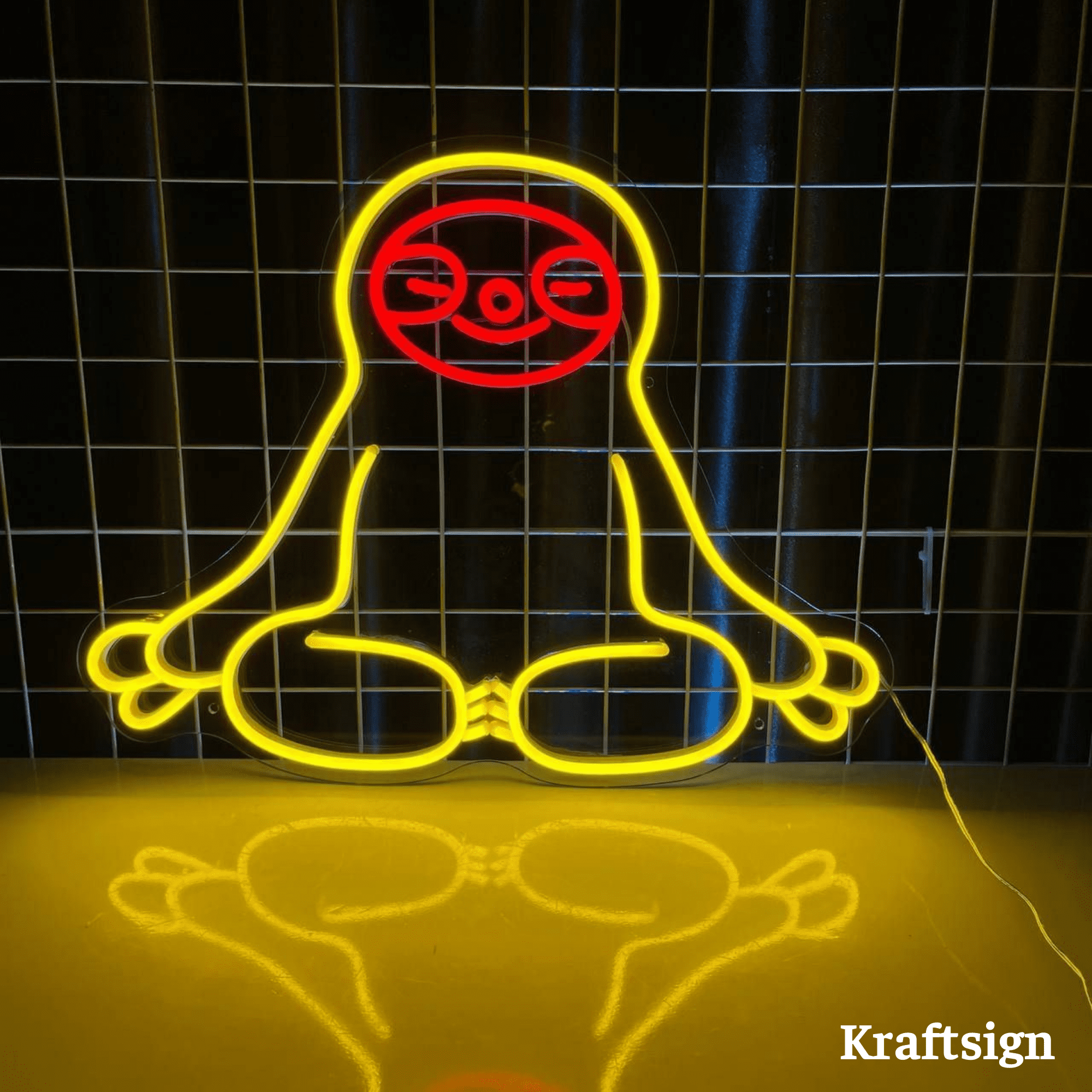 Craftnamesign Sloth Yoga Neon LED Light Signs 20" x 16" For Yoga Class ...