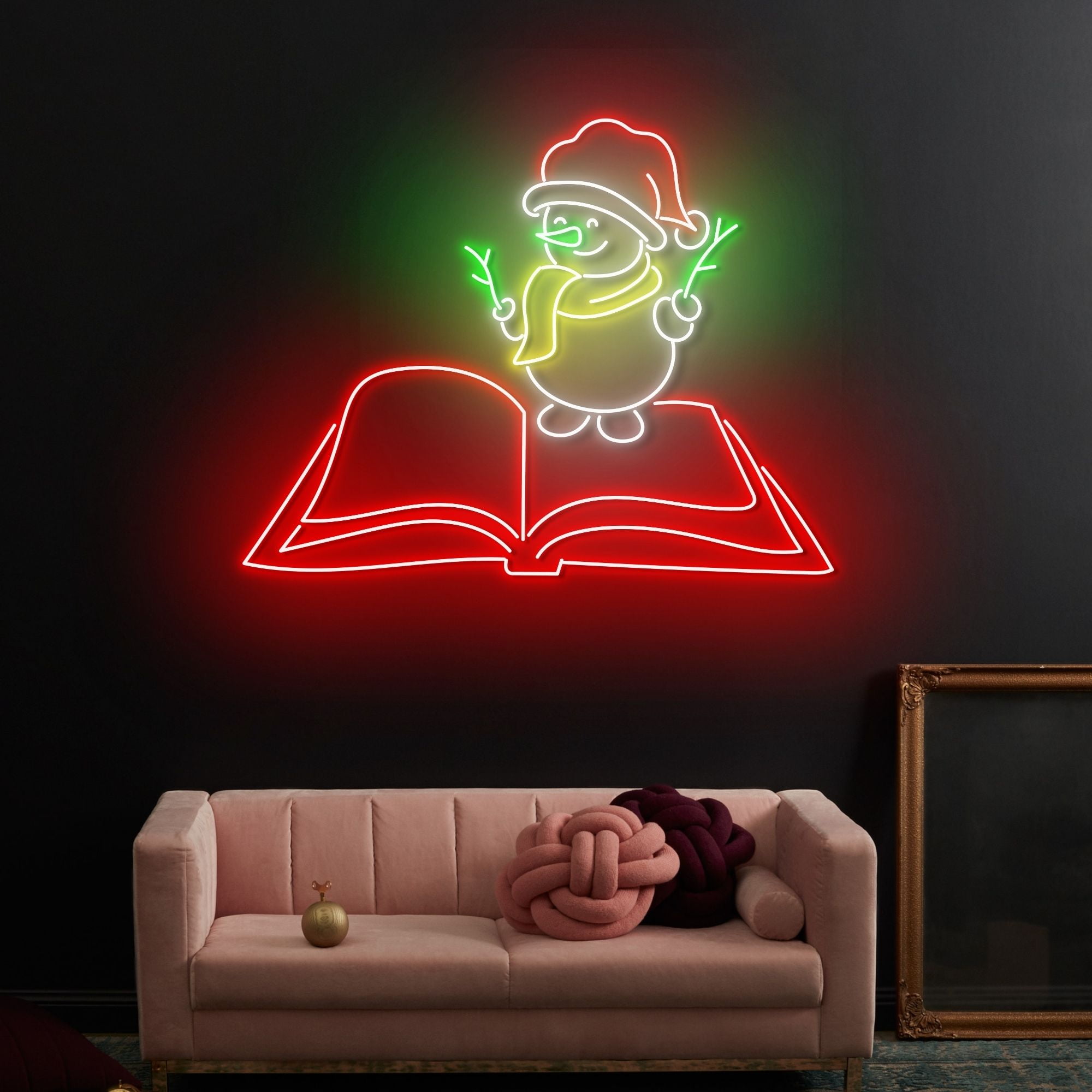 Craftnamesign Small Snowman Book Neon Light, Christmas Library LED Sign ...
