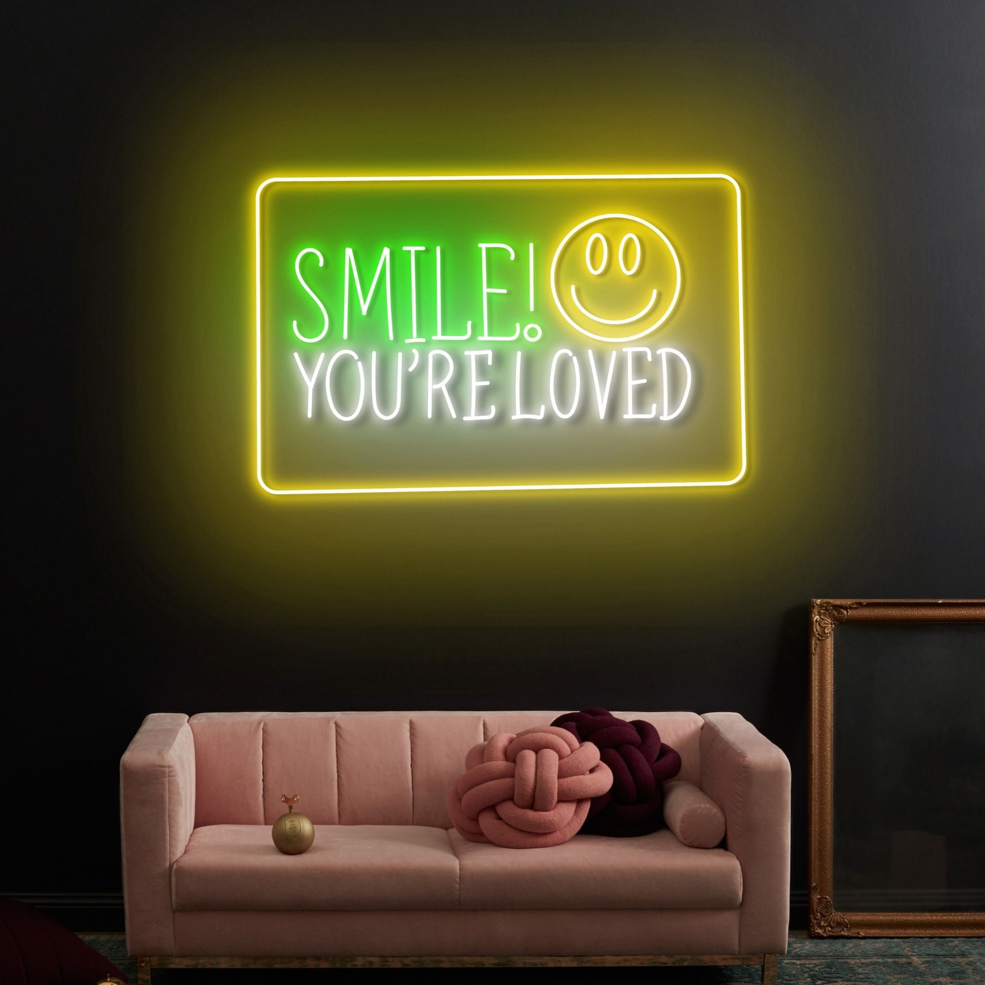 Craftnamesign Smile You're Loved Neon Sign, Smile Face Wall Art ...