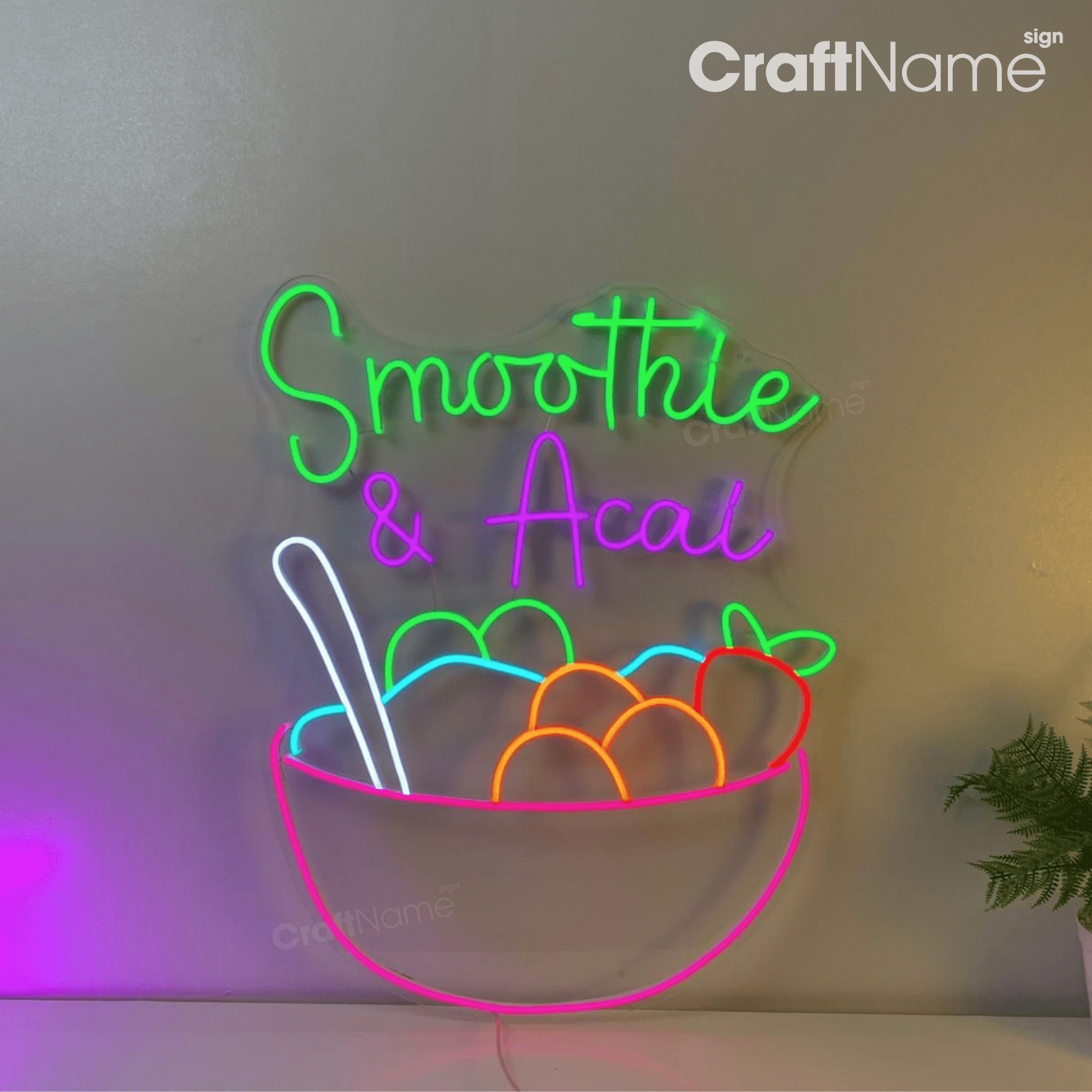 Craftnamesign Smoothie & Acai Led Light for Acai Smoothie Bar Wall Art ...