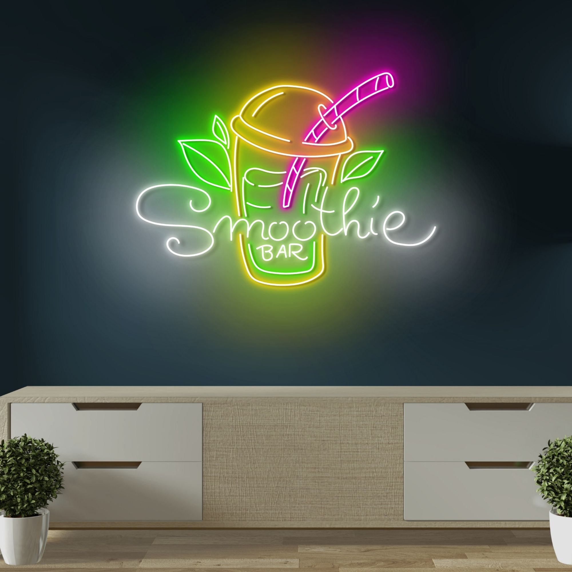 Craftnamesign Smoothie Bar Neon Light Sign, Smoothies Wall Art, Open ...