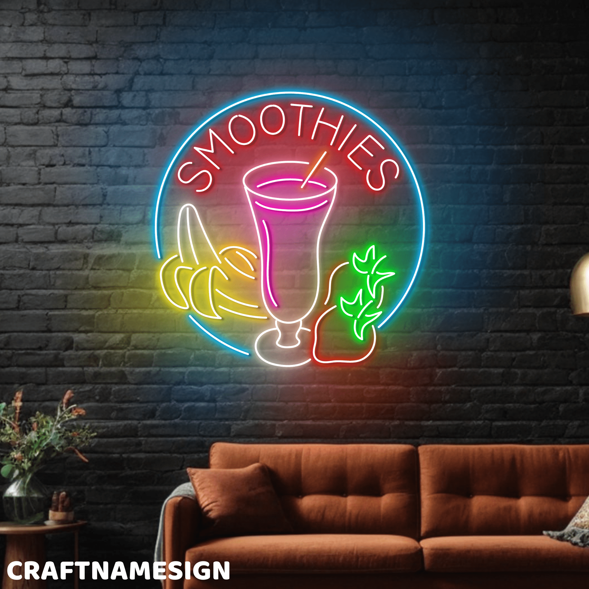 Craftnamesign Smoothies Neon Sign, Fruit Juice Wall Sign, Wall Decor ...