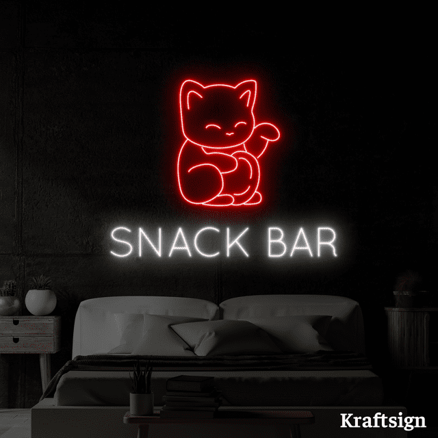 Craftnamesign Snack Bar Neon Sign, Cat Lover Gifts, Snack Shop Decor ...