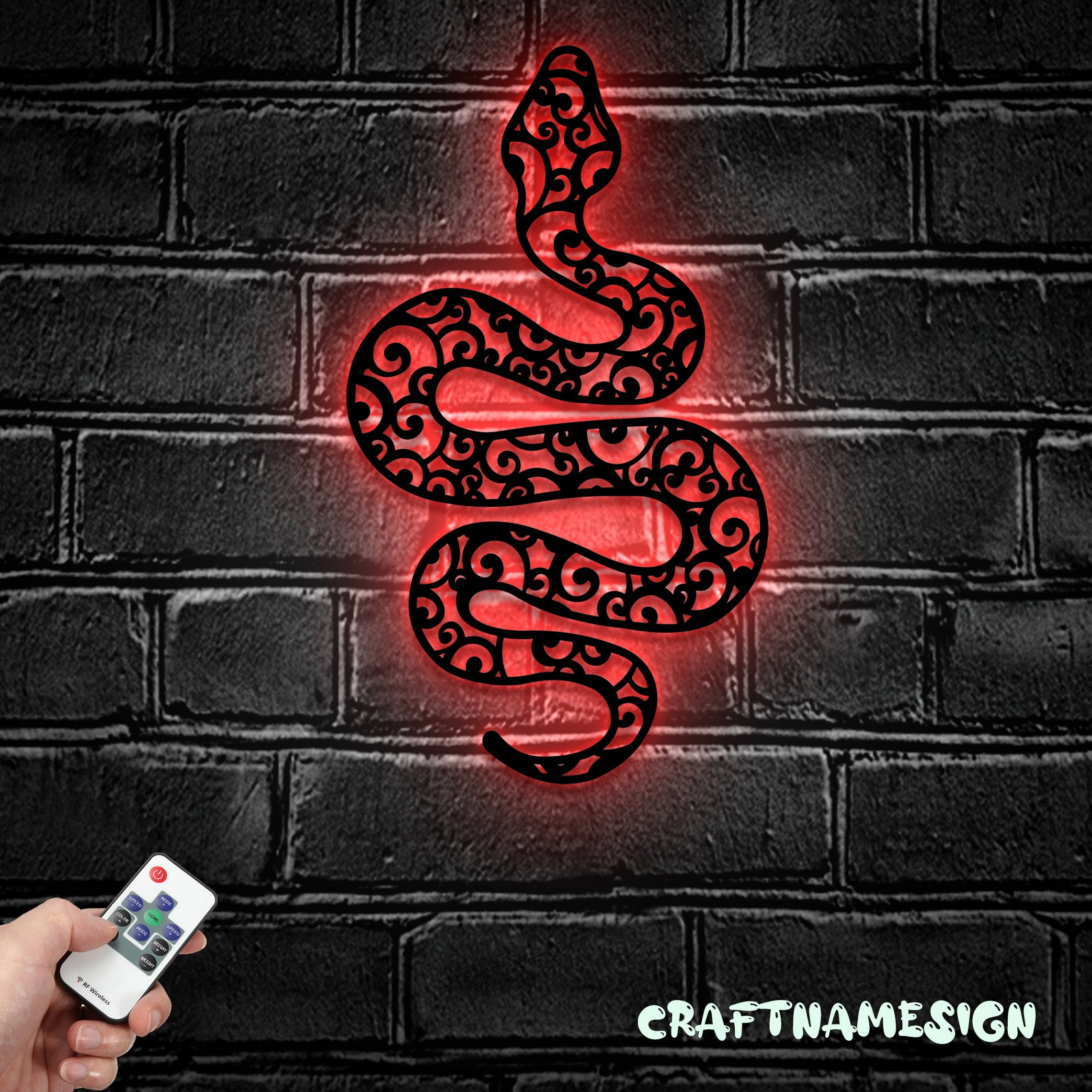 Craftnamesign Snake Lotus Phase Metal Wall Art with LED Light, Snake ...