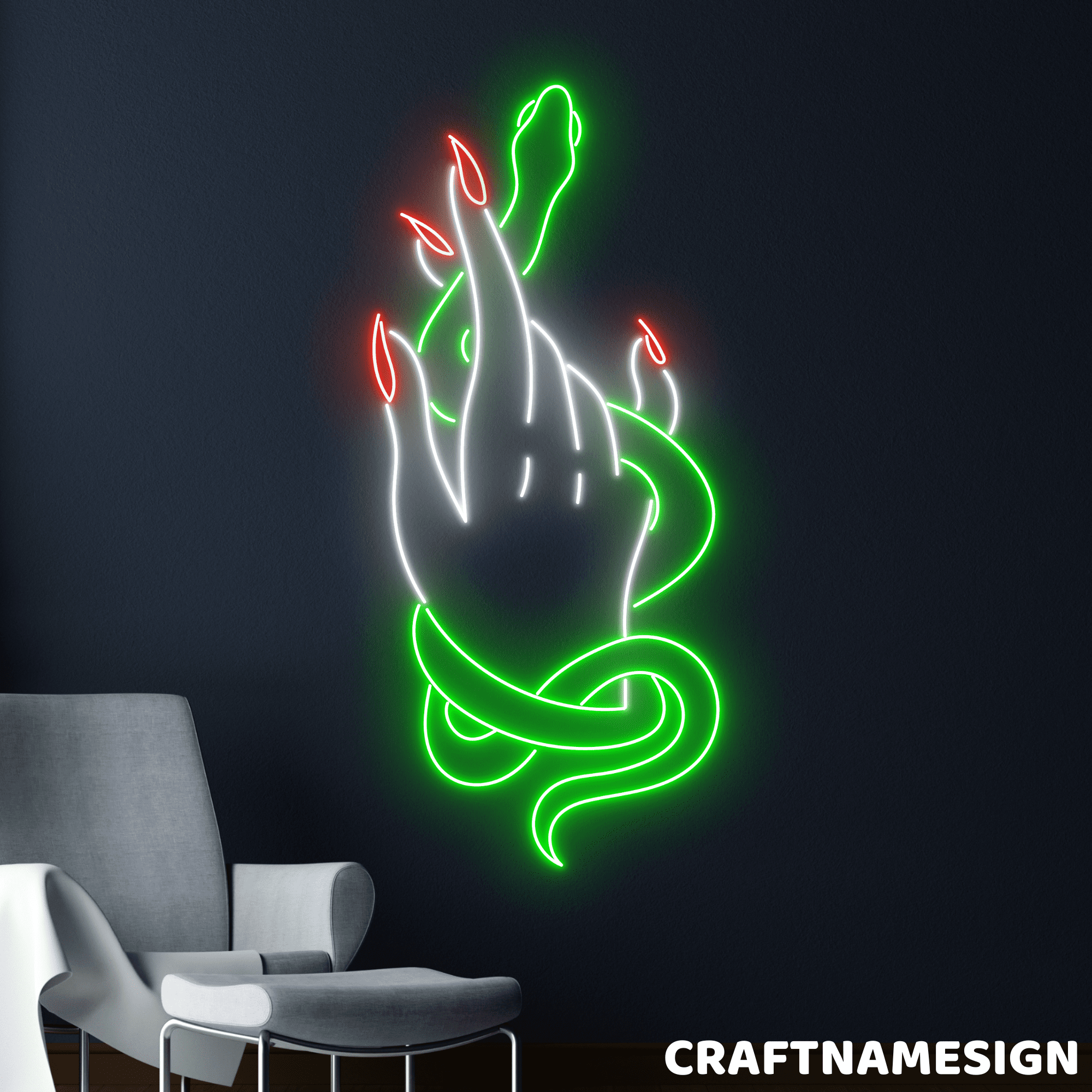Craftnamesign Snake Wrap Girl Hand Neon Sign, Bar Pub Wall Art, Bedroom ...
