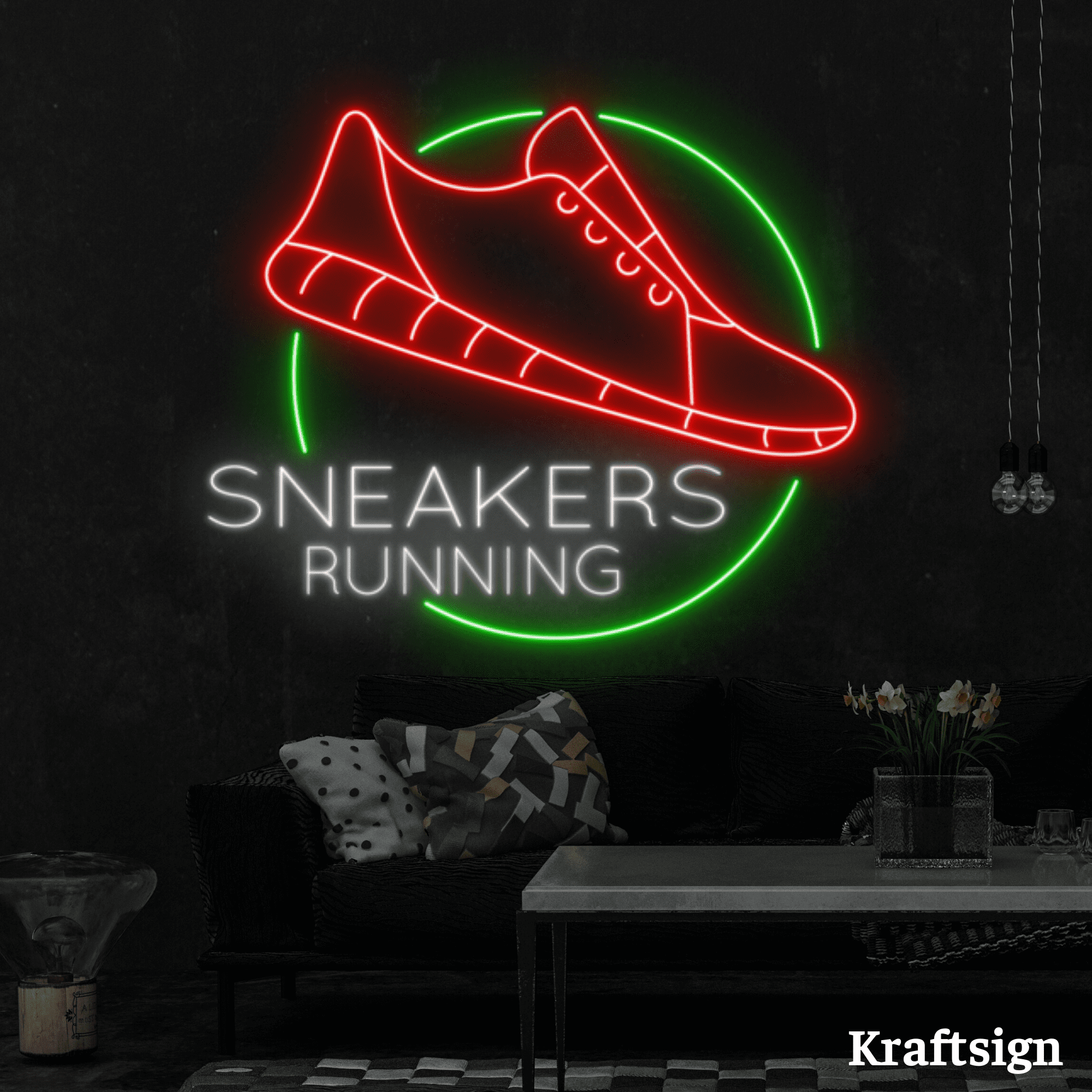 Craftnamesign Sneakers Running Neon Sign, Sneaker Shop Decor, Shoes ...