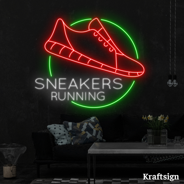 Craftnamesign Sneakers Running Neon Sign, Sneaker Shop Decor, Shoes ...