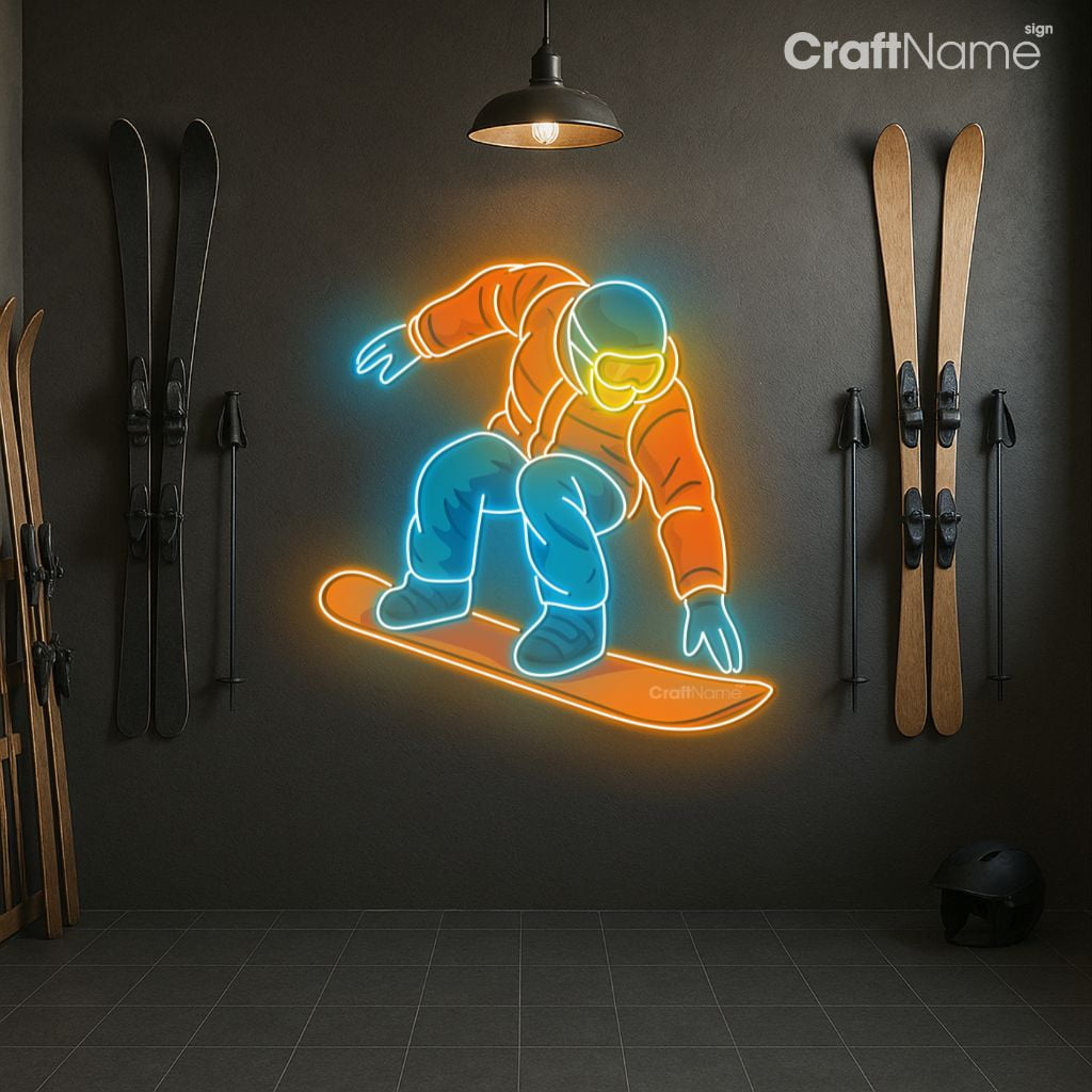 Craftnamesign Snowboarding Neon Light for Ski Lodge Wall Art, Man Cave ...