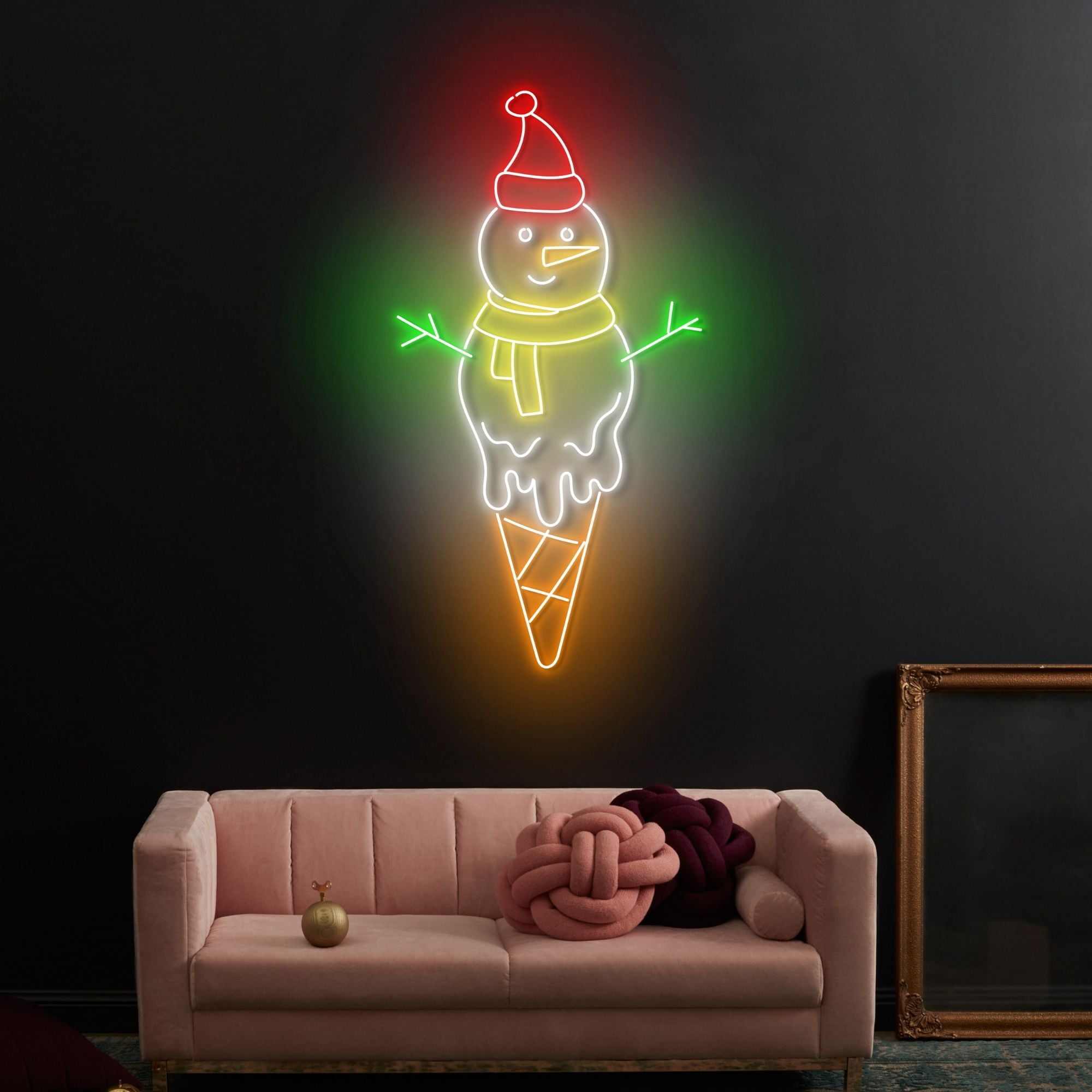 Craftnamesign Snowman Ice Cream Cone Neon Sign, Ice Cream Shop LED ...