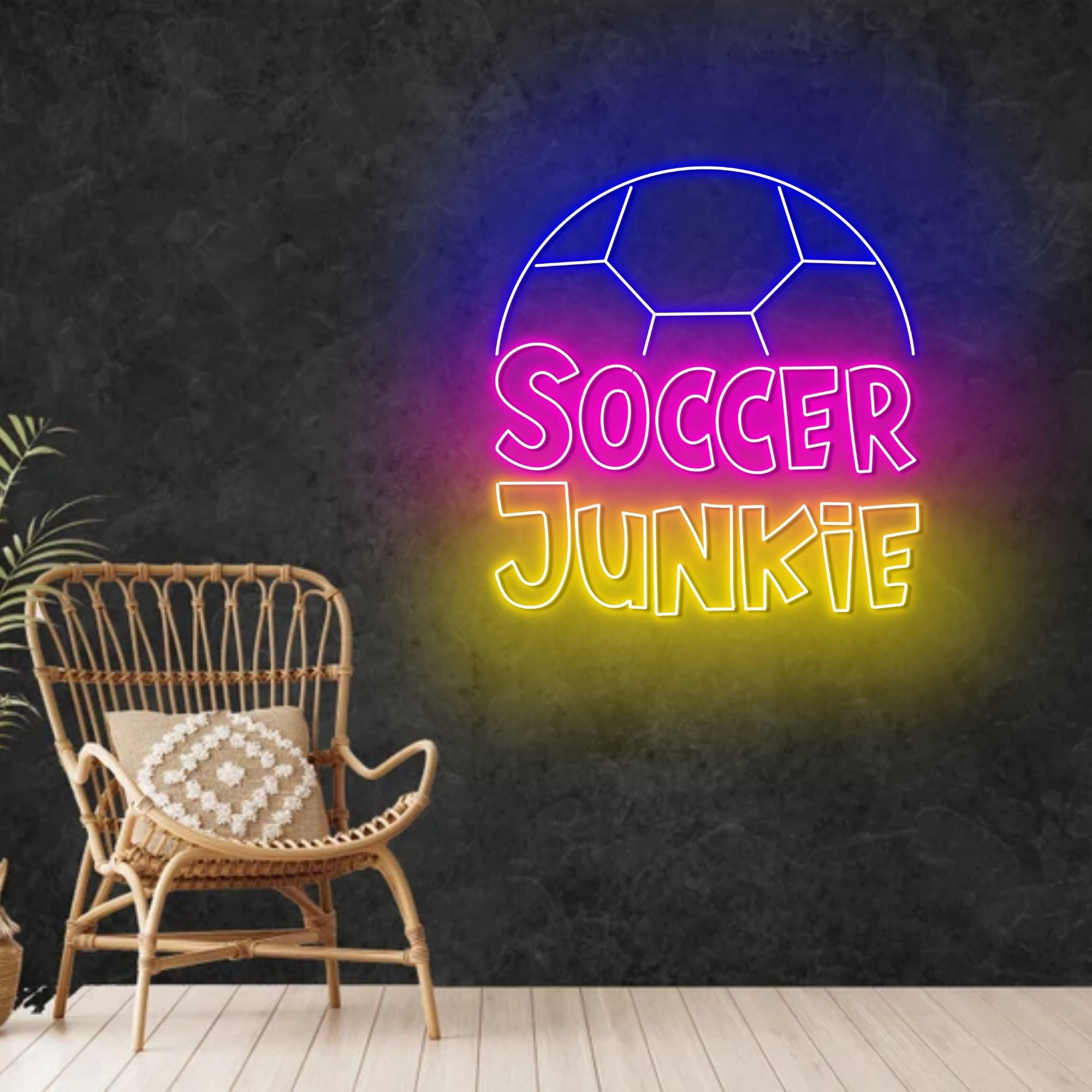 Craftnamesign Soccer Junkie Neon Light, Soccer Wall Art, Sport Club LED ...