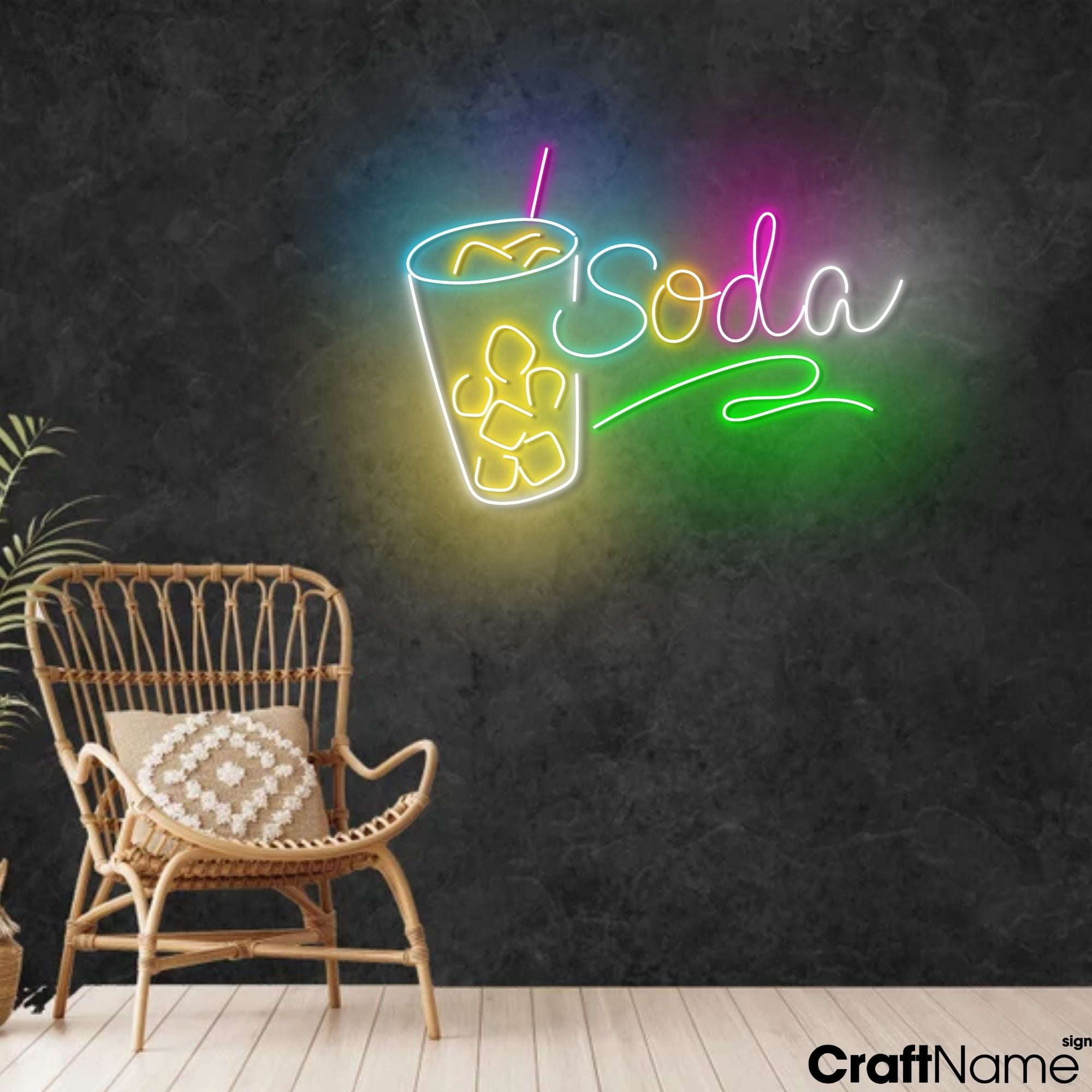 Craftnamesign Soda LED Neon Sign Wall Art For Drink Bar Store ...