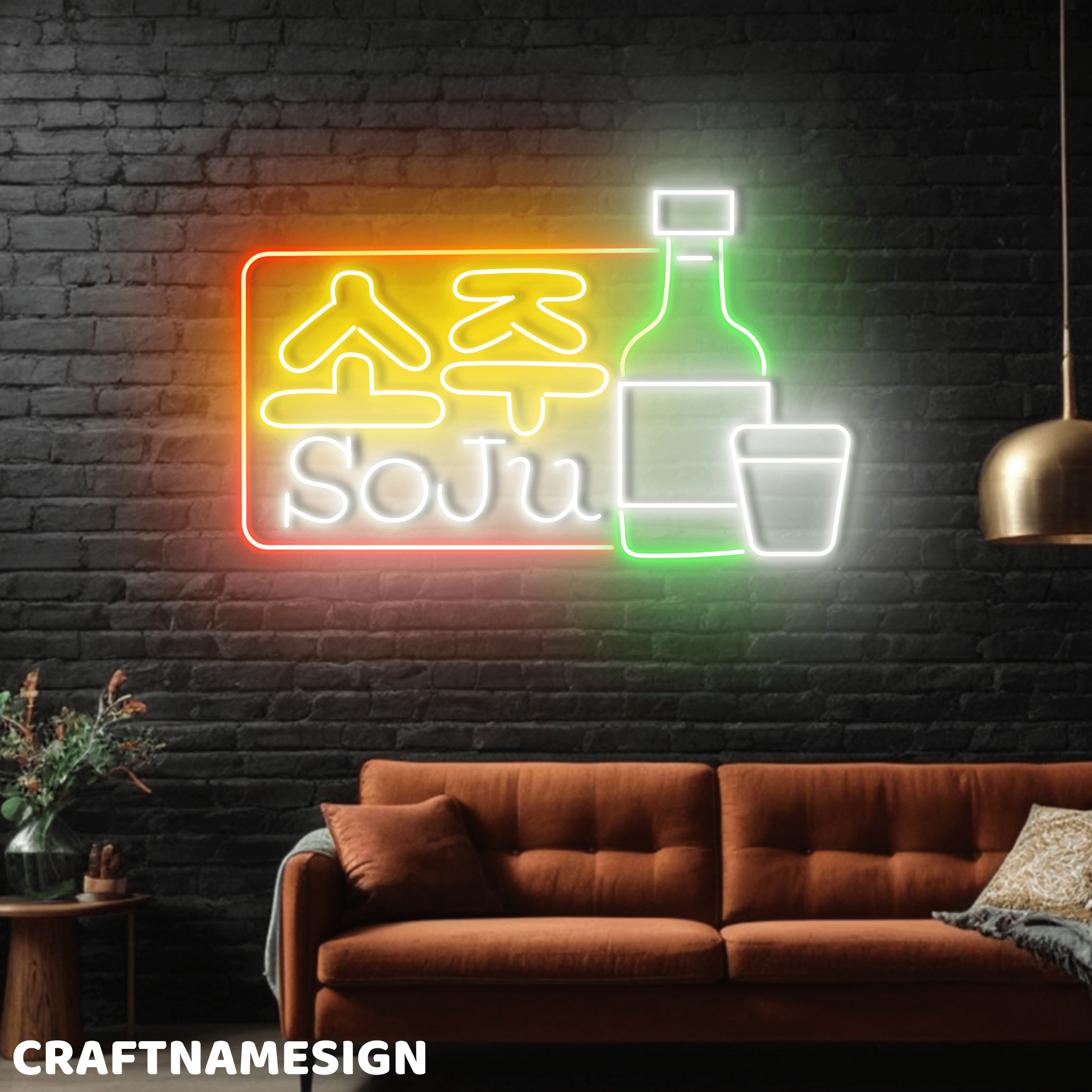 Craftnamesign Soju Neon Sign, Korean Drink Wall Art, Restaurant Wall ...