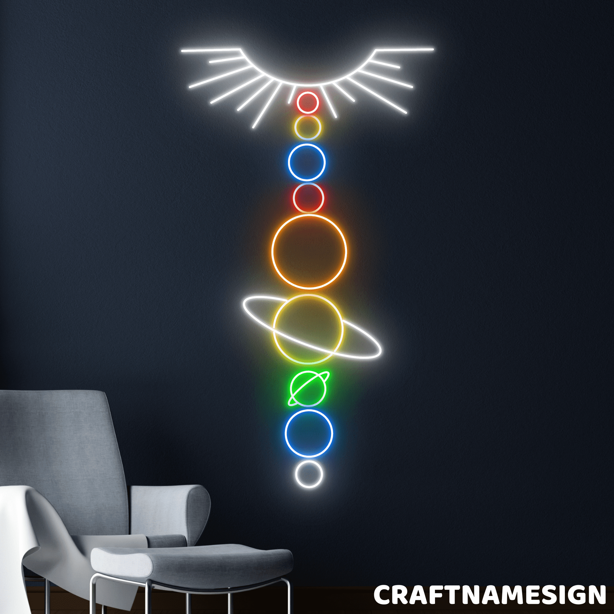 Craftnamesign Solar System Neon Sign, Living Room Wall Decor, Unique ...