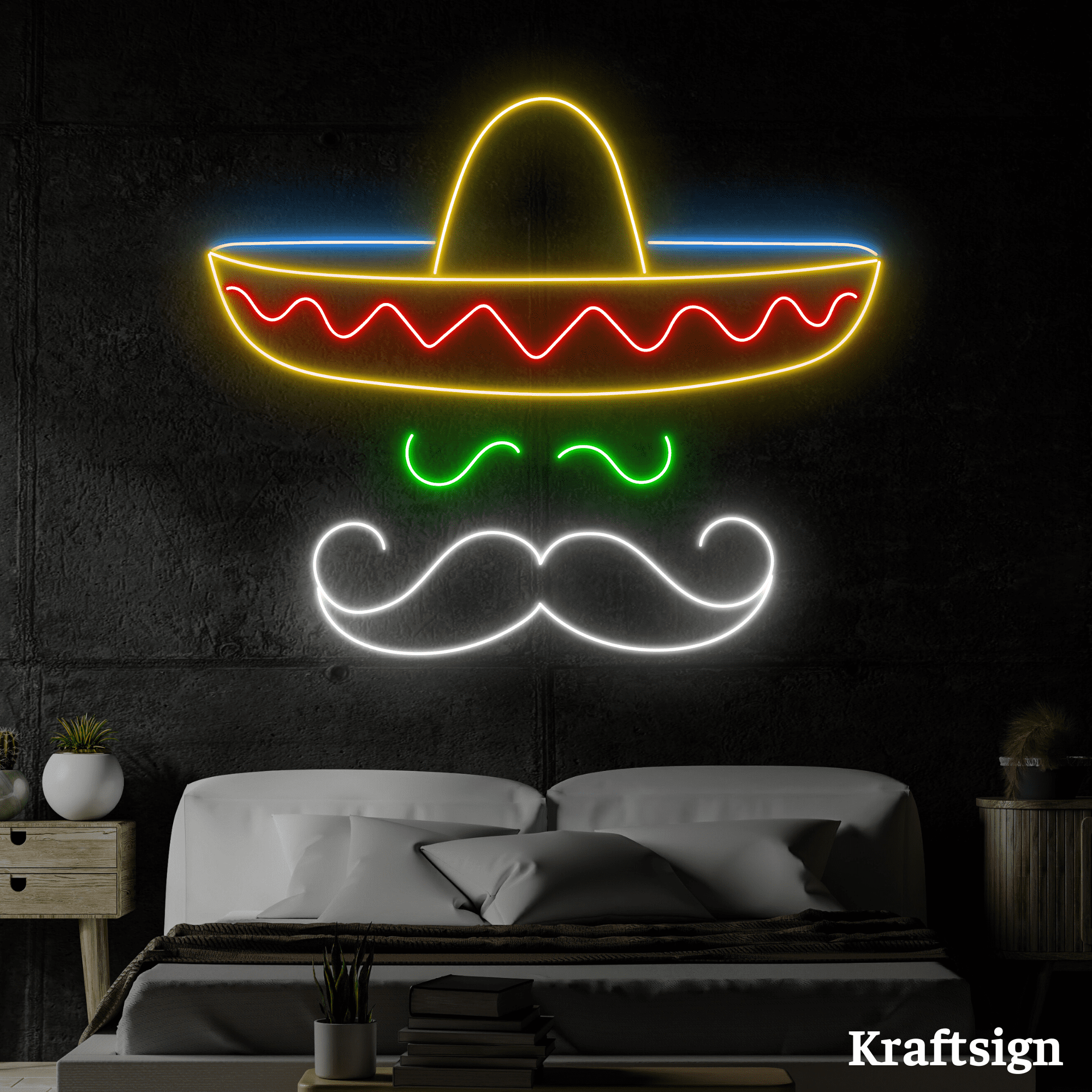 Craftnamesign Sombrero Hat Neon Sign, Mexican Restaurant Decor, LED ...