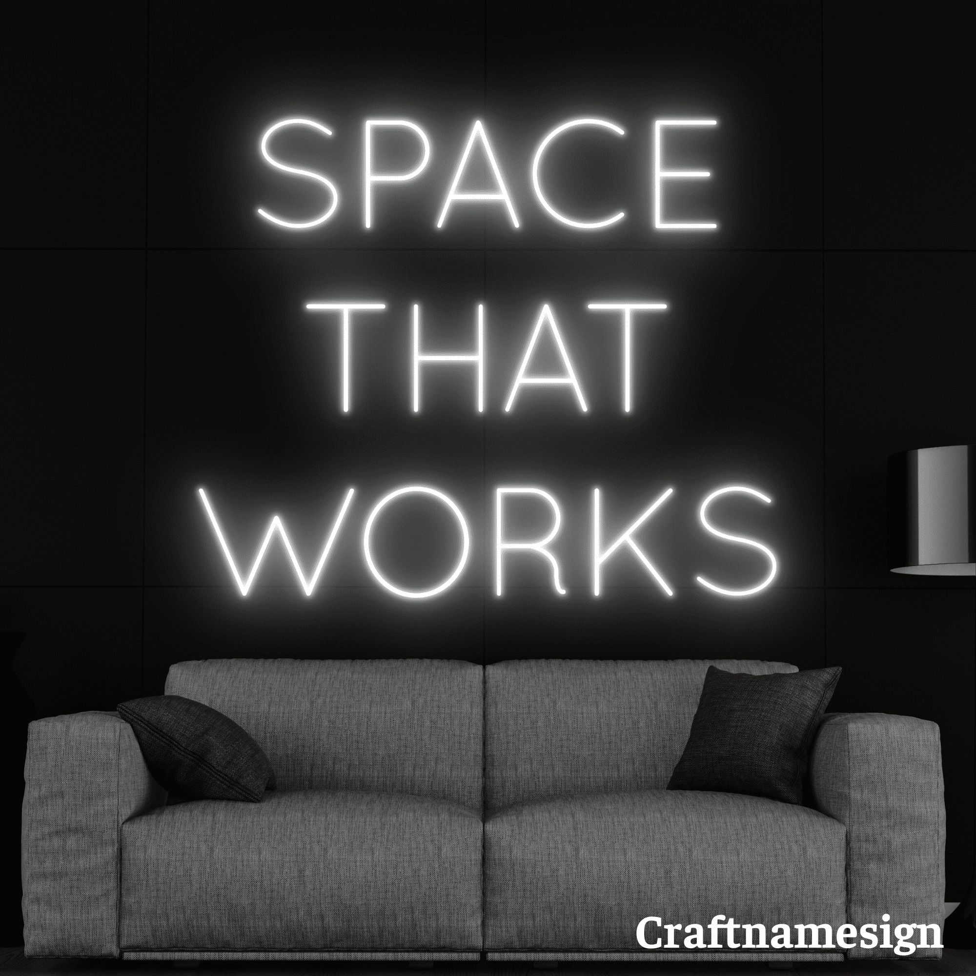 Craftnamesign Space That Works Neon Sign for Office Space Work Room ...