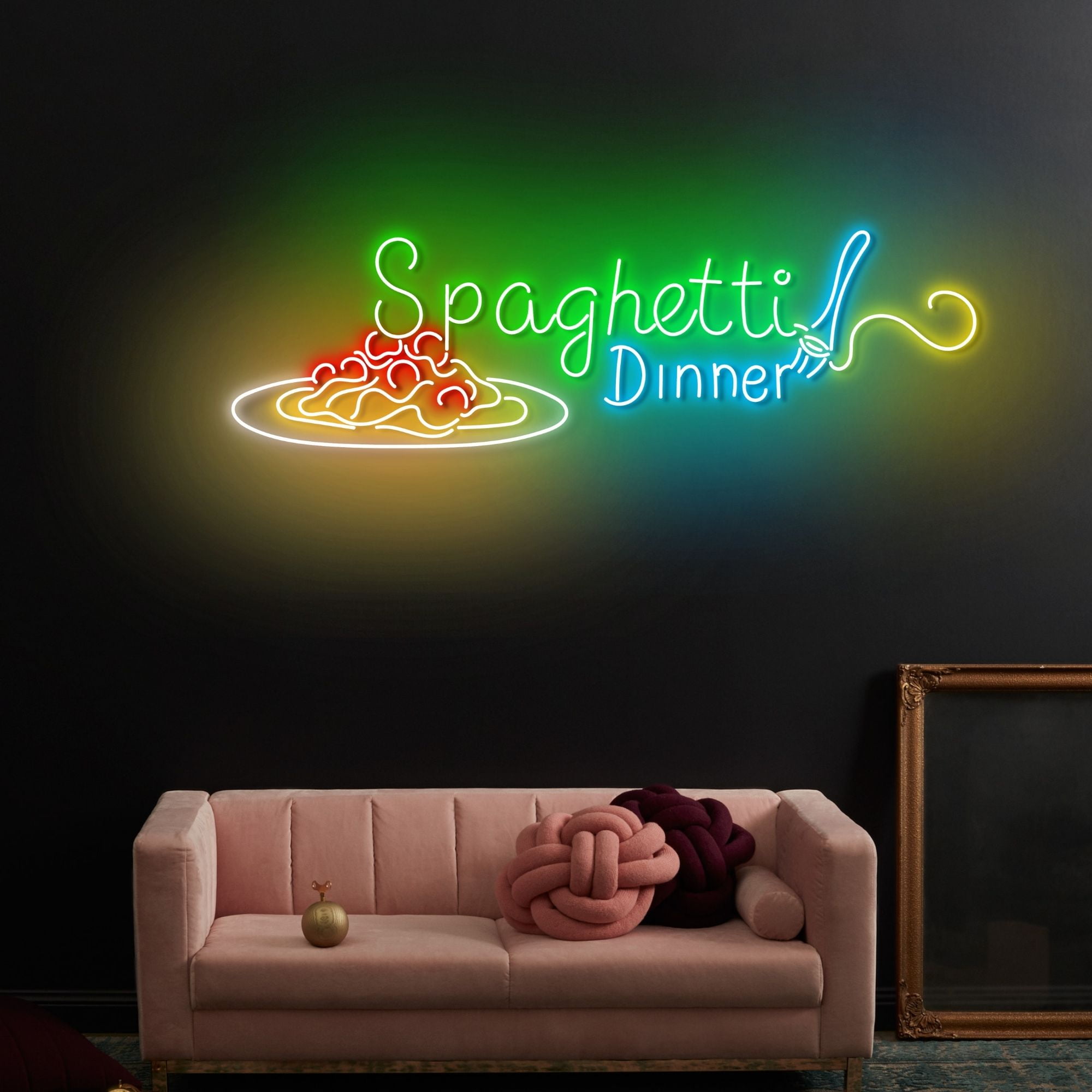 Craftnamesign Spaghetti Dinner Neon LED Light, Spaghetti LED Sign ...
