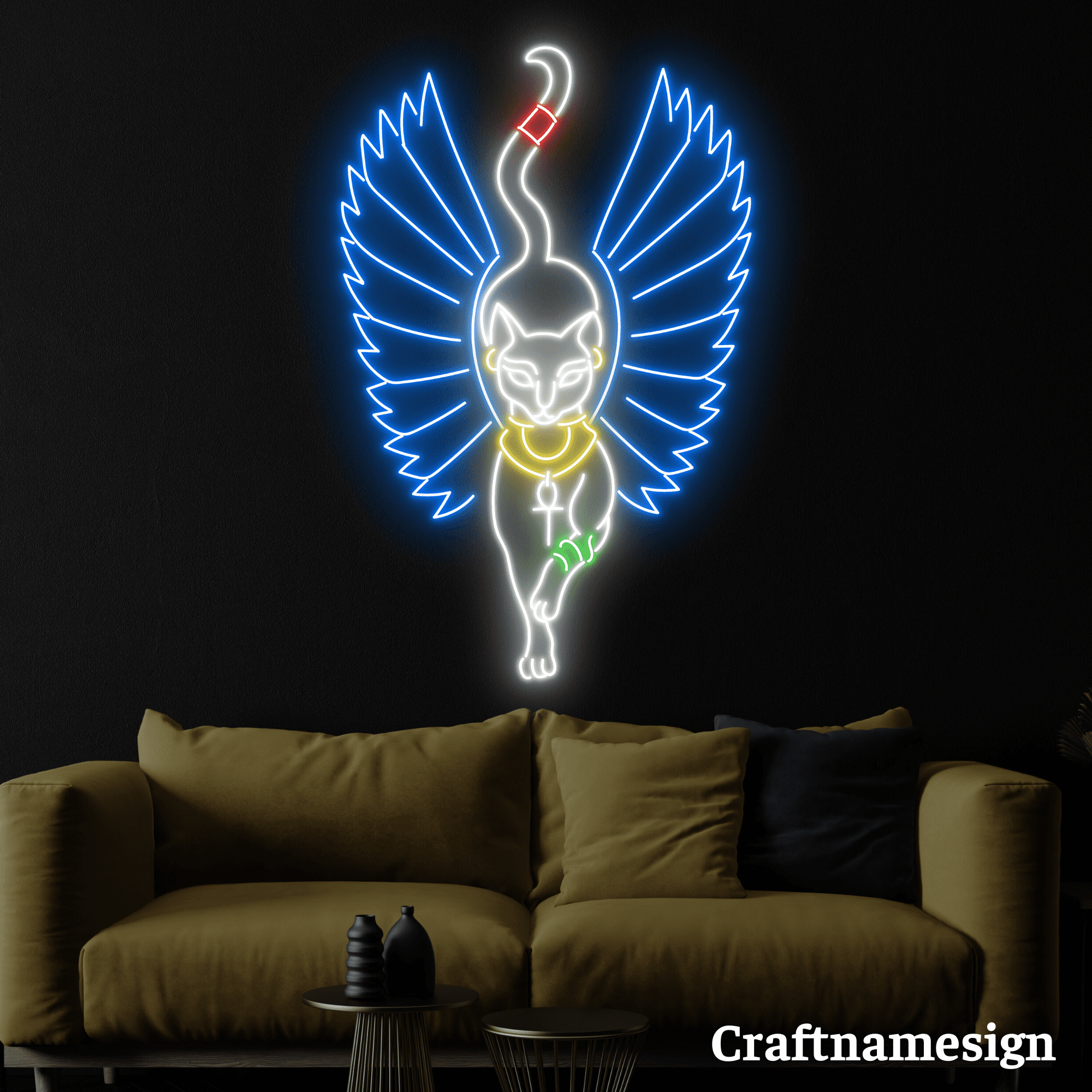 Craftnamesign Sphynx Cat Neon Sign for Bedroom Men Cave Wall Decor ...