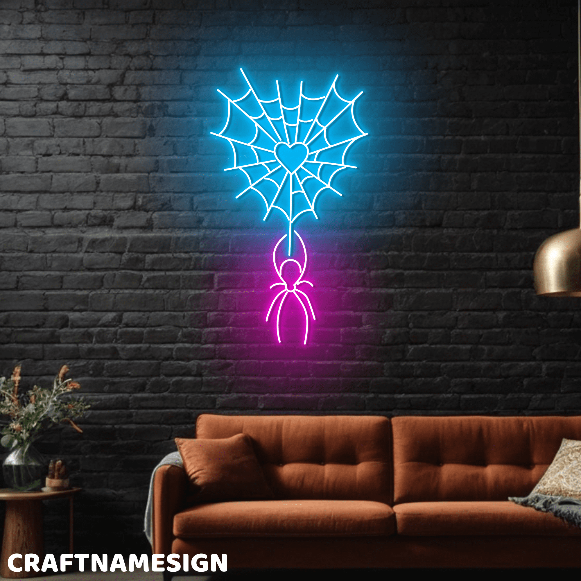 Craftnamesign Spider Web Neon Light, Spider LED For Bar Pub Halloween ...