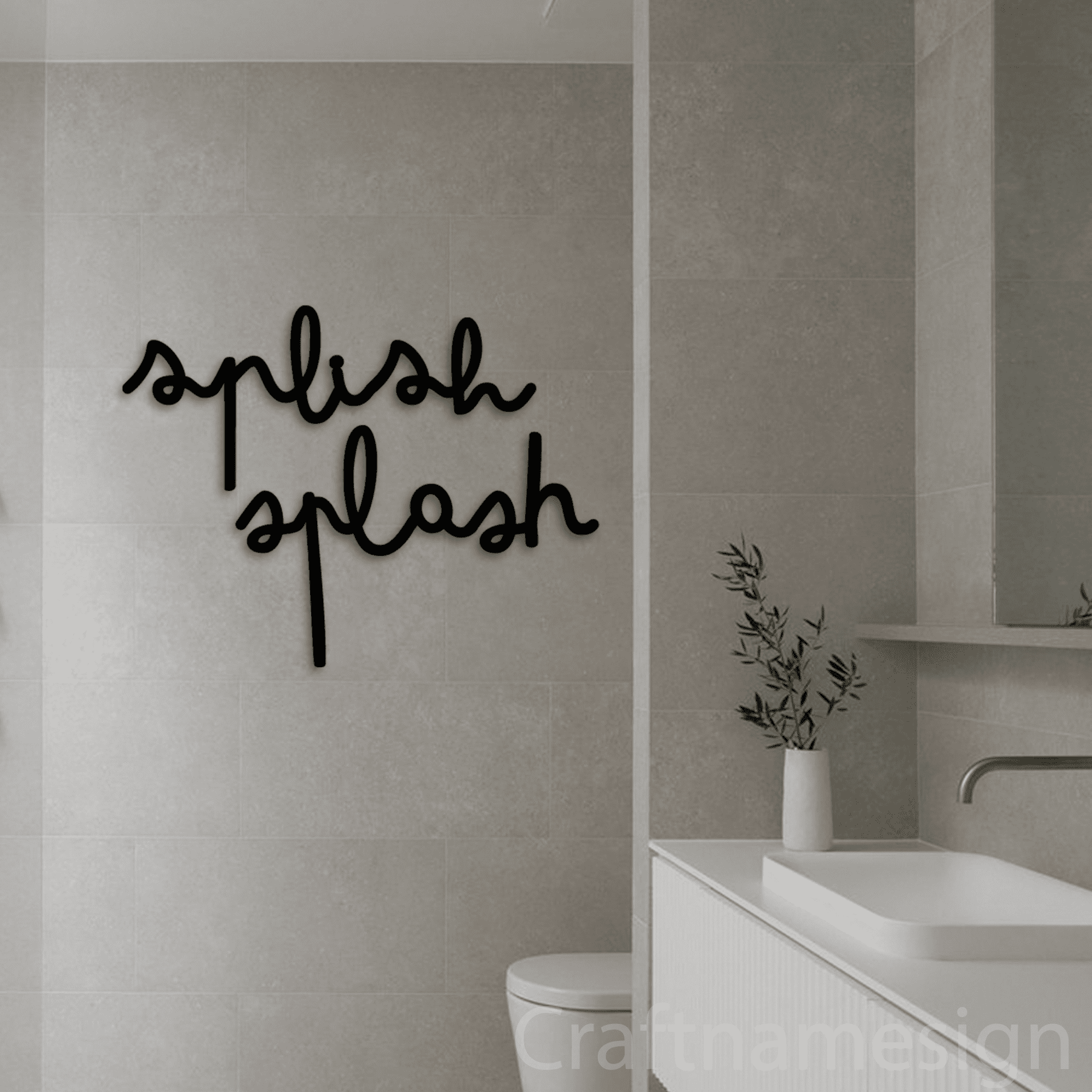 Craftnamesign Splish Splash Metal Wall Art, Bathroom Decor, Funny ...