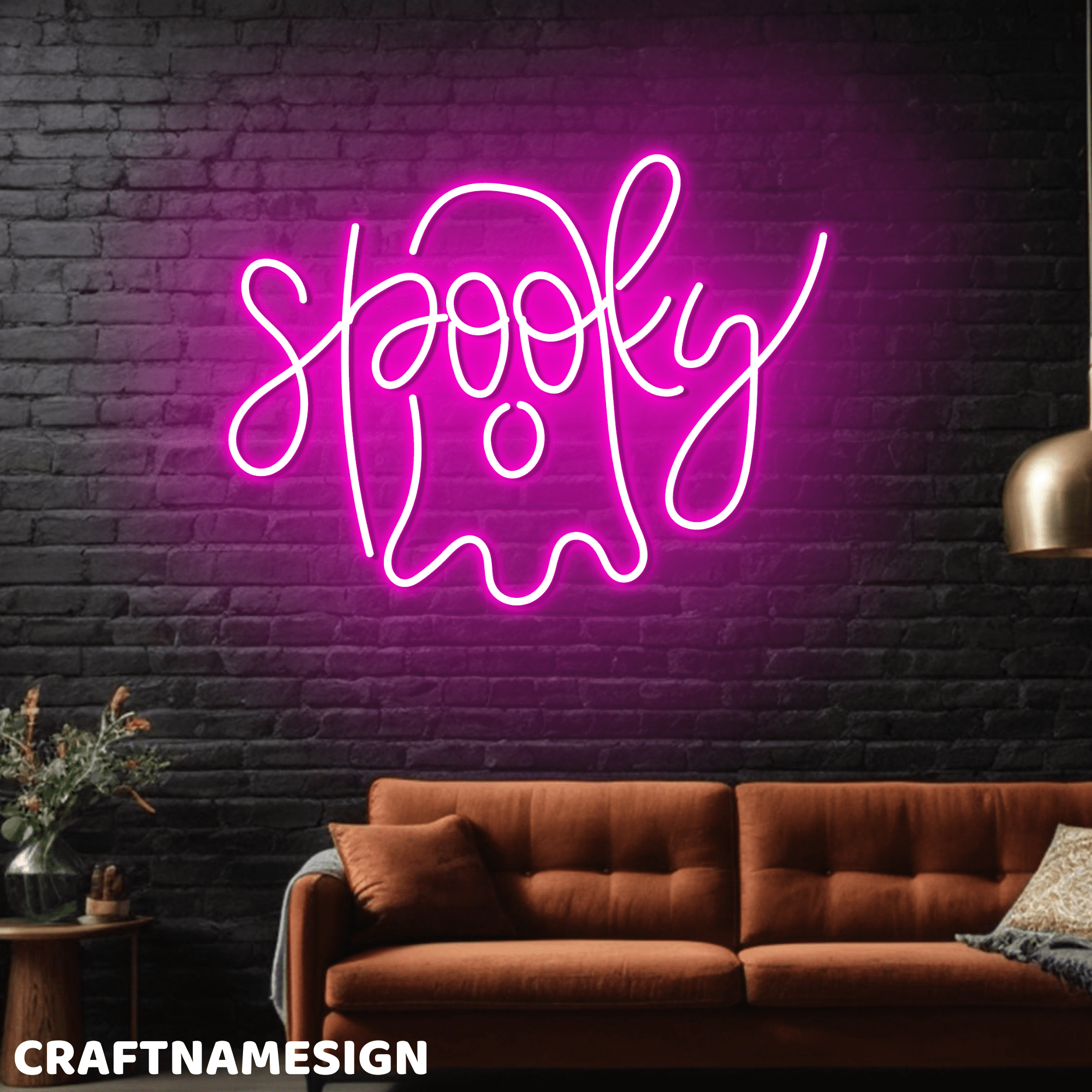 Craftnamesign Spooky Ghost Neon Light For Wall Decor, Halloween LED ...
