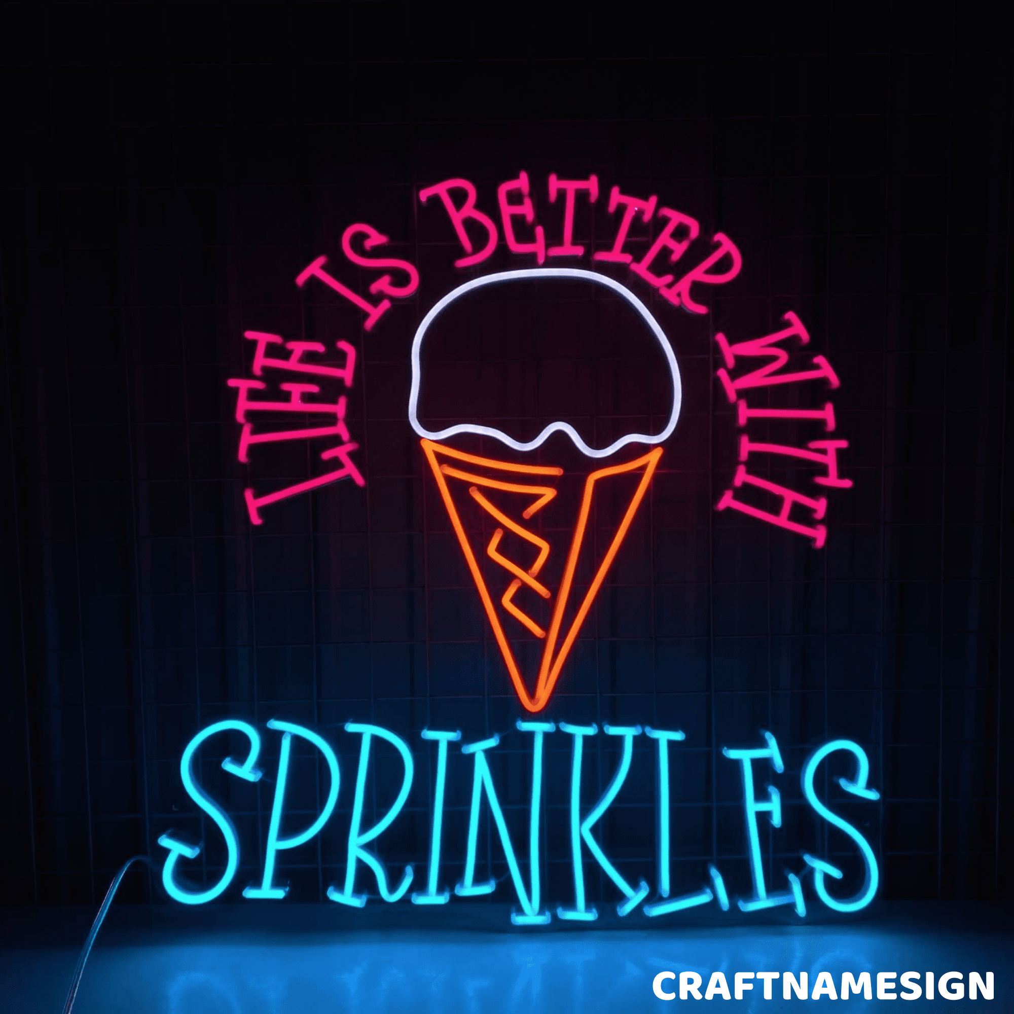 Craftnamesign Sprinkles Neon Sign, Ice Cream Shop Decor, Gelato Store ...