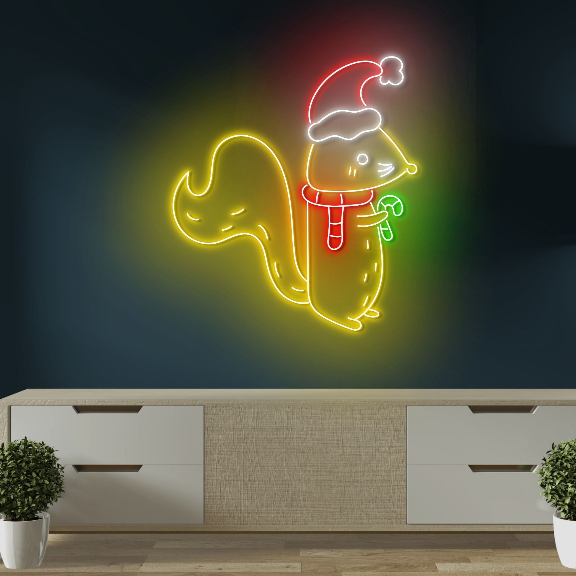 Craftnamesign Squirrel Christmas Neon Light Wall Art, Christmas ...