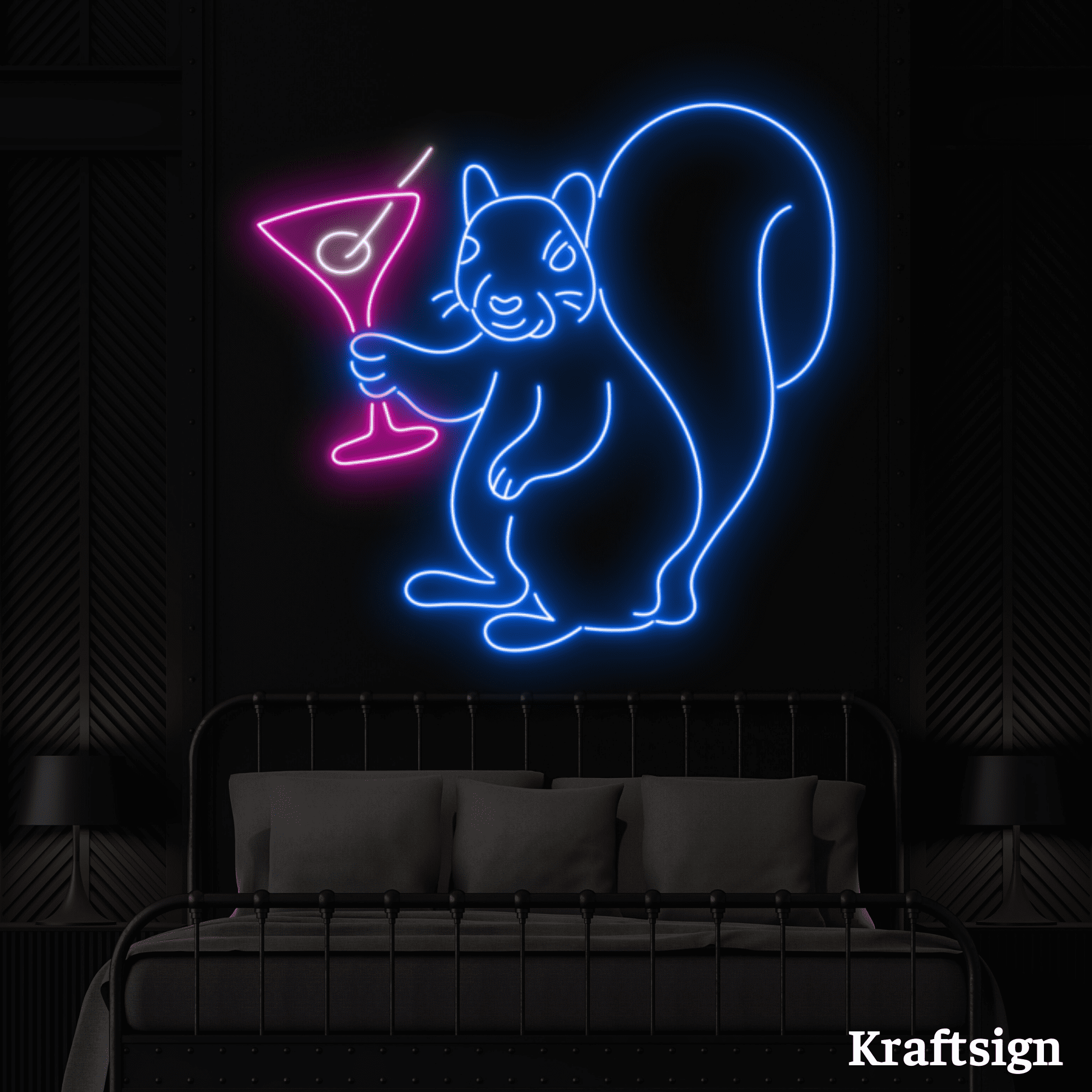 Craftnamesign Squirrel Hold Cocktail Neon Sign, Bar Signs, Cocktail ...