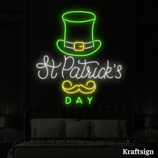 Craftnamesign St. Patrick Day Neon Sign, Patrick Hat LED Sign, LED ...