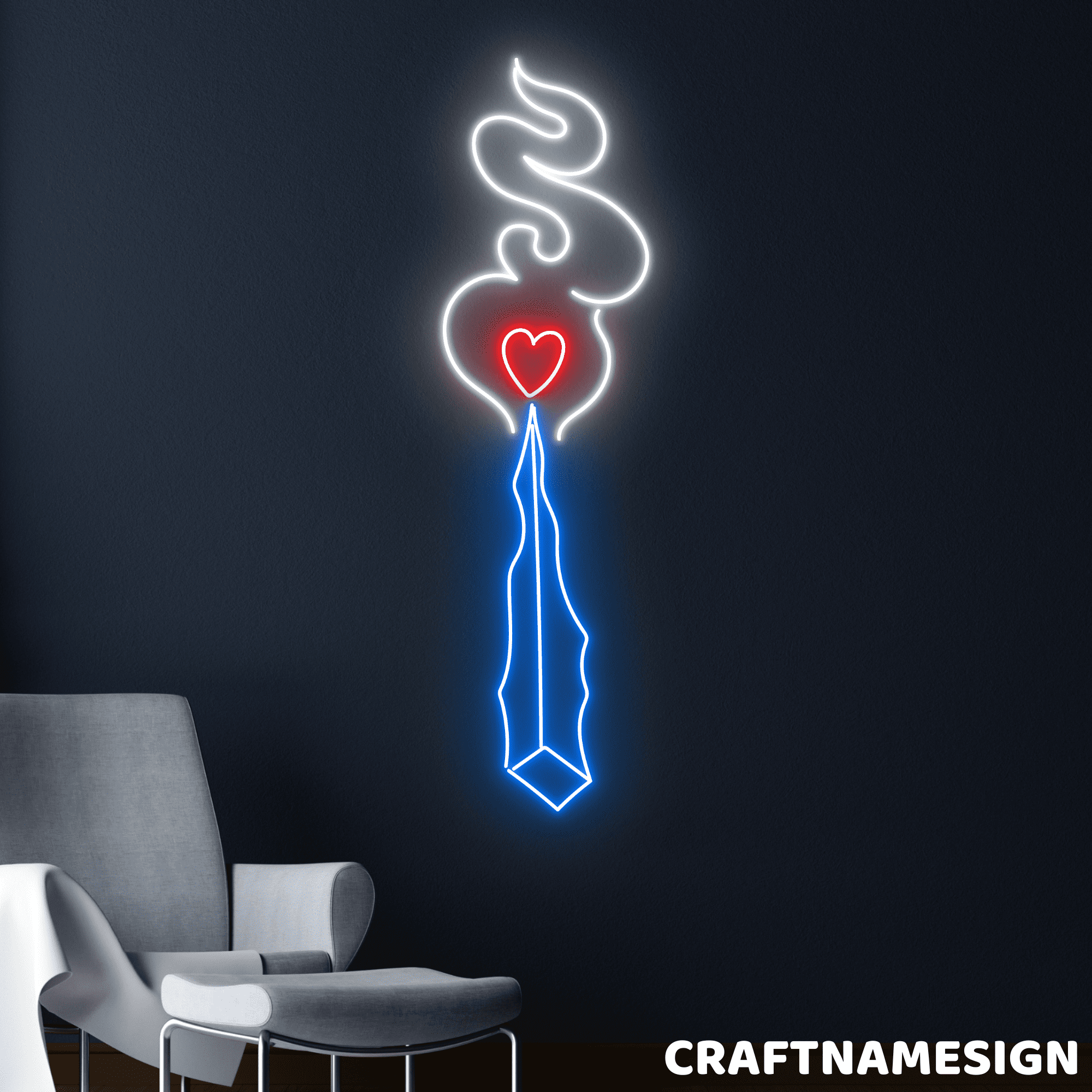 Craftnamesign Stabbed Heart Neon Sign, Hurt Heart Wall Art, Bar Pub ...