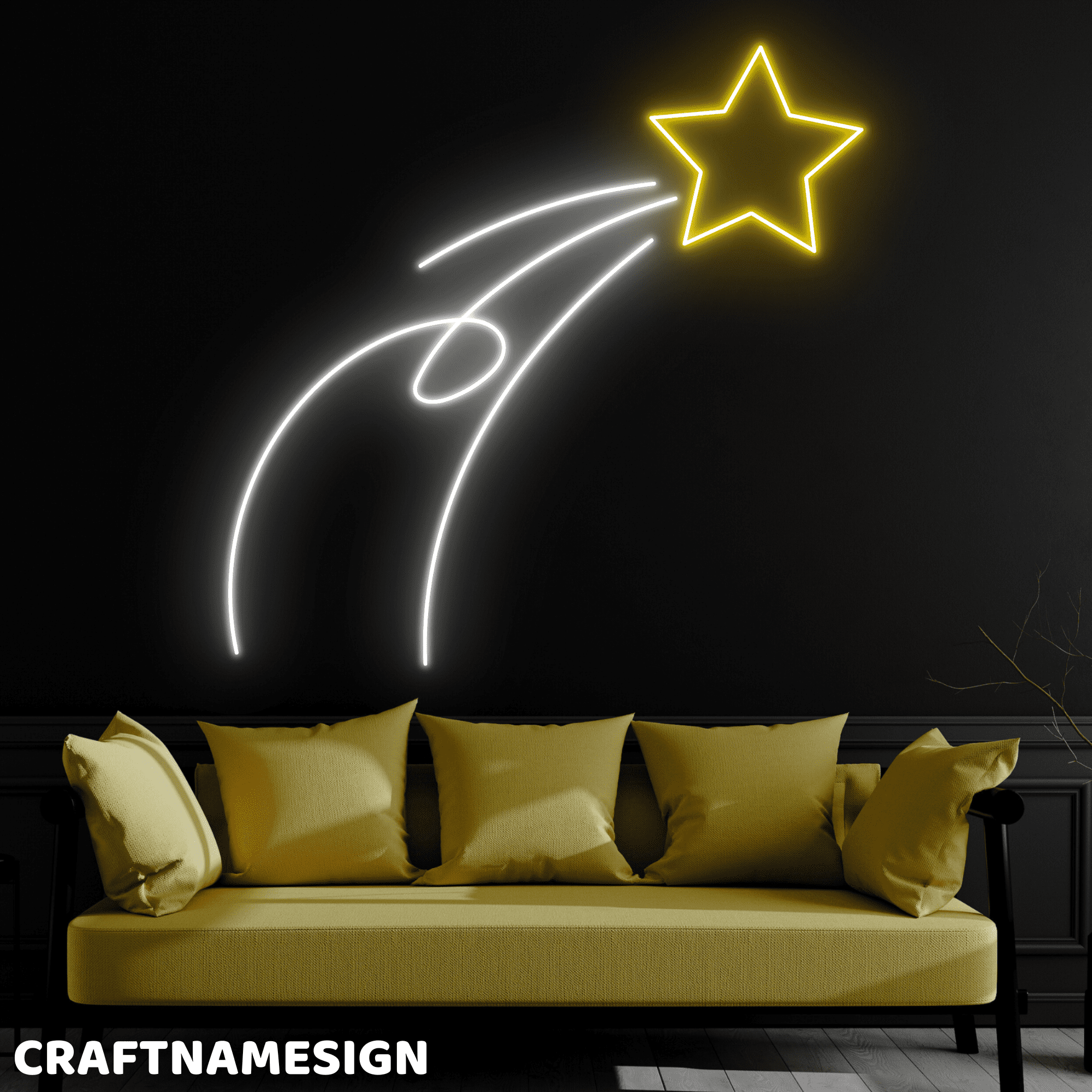 Craftnamesign Star Flashes Neon Sign, Bedroom Wall Art, Kid Room Wall ...