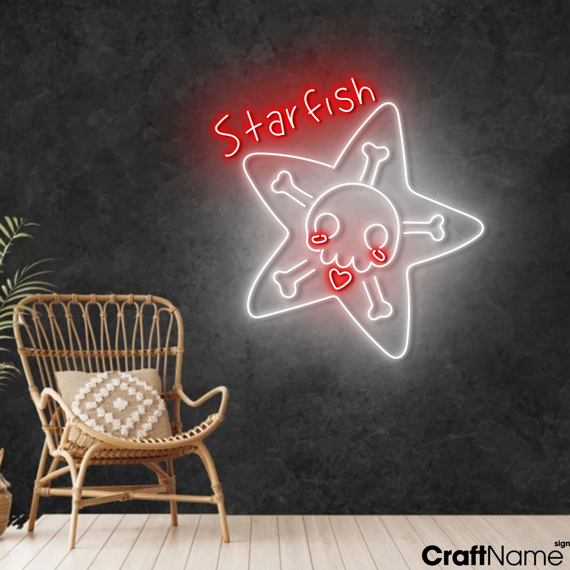Craftnamesign Starfish Skeleton Neon Light Up Sign Wall Art For Halloween Store Decor - Walmart.com
