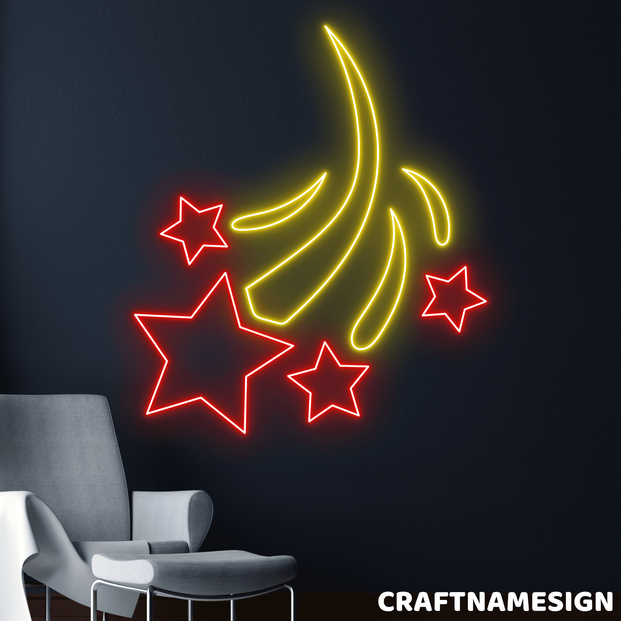 Craftnamesign Stars Fireworks Neon Sign, Bedroom Wall Art, Store Shop ...