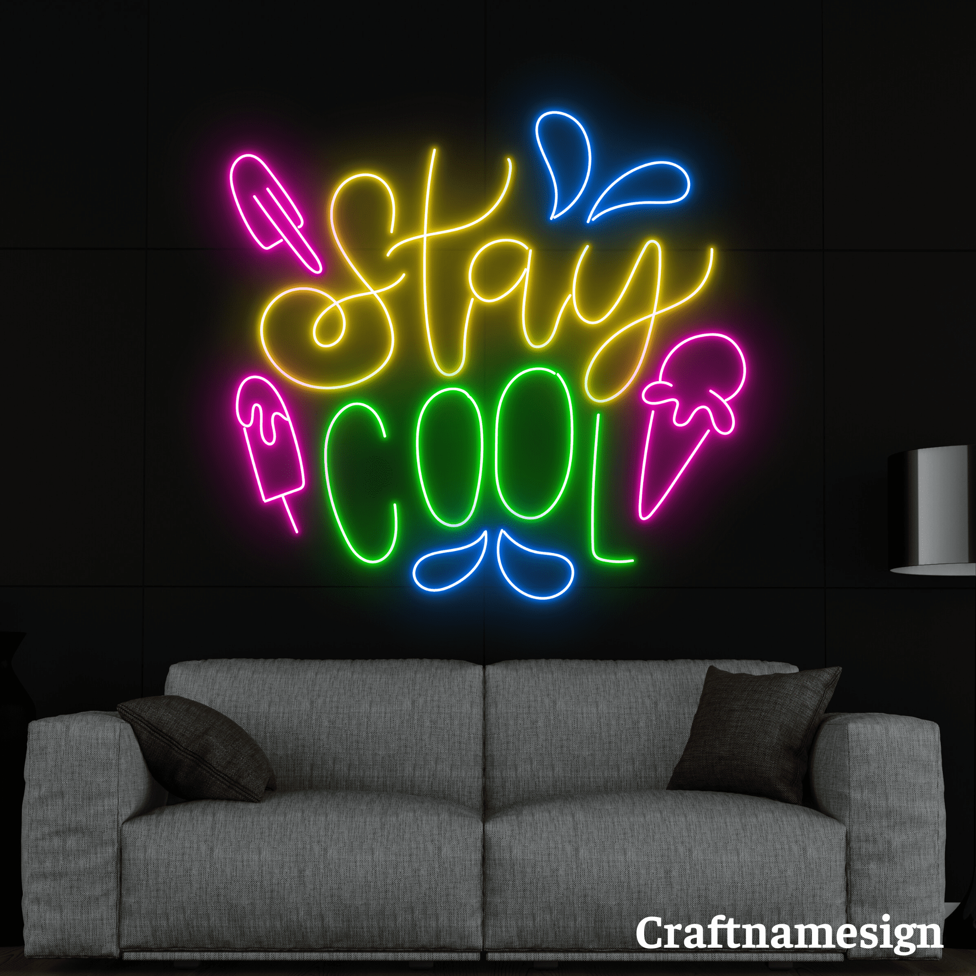 Craftnamesign Stay Cool Neon Sign for Ice Cream Shop Store Wall Decor ...