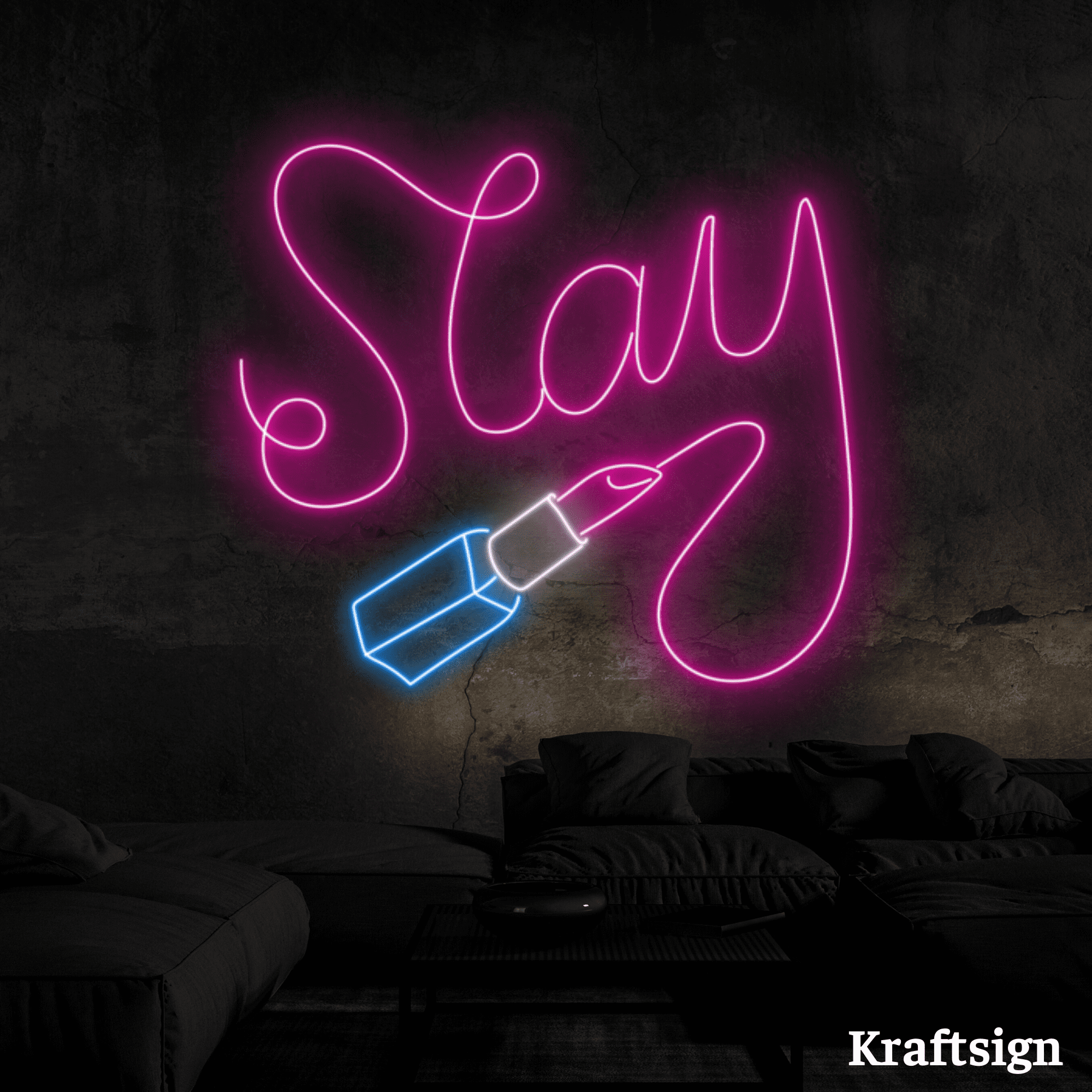 Craftnamesign Stay Neon Signs, Lipstick LED Signs, Makeup Studio Decor ...